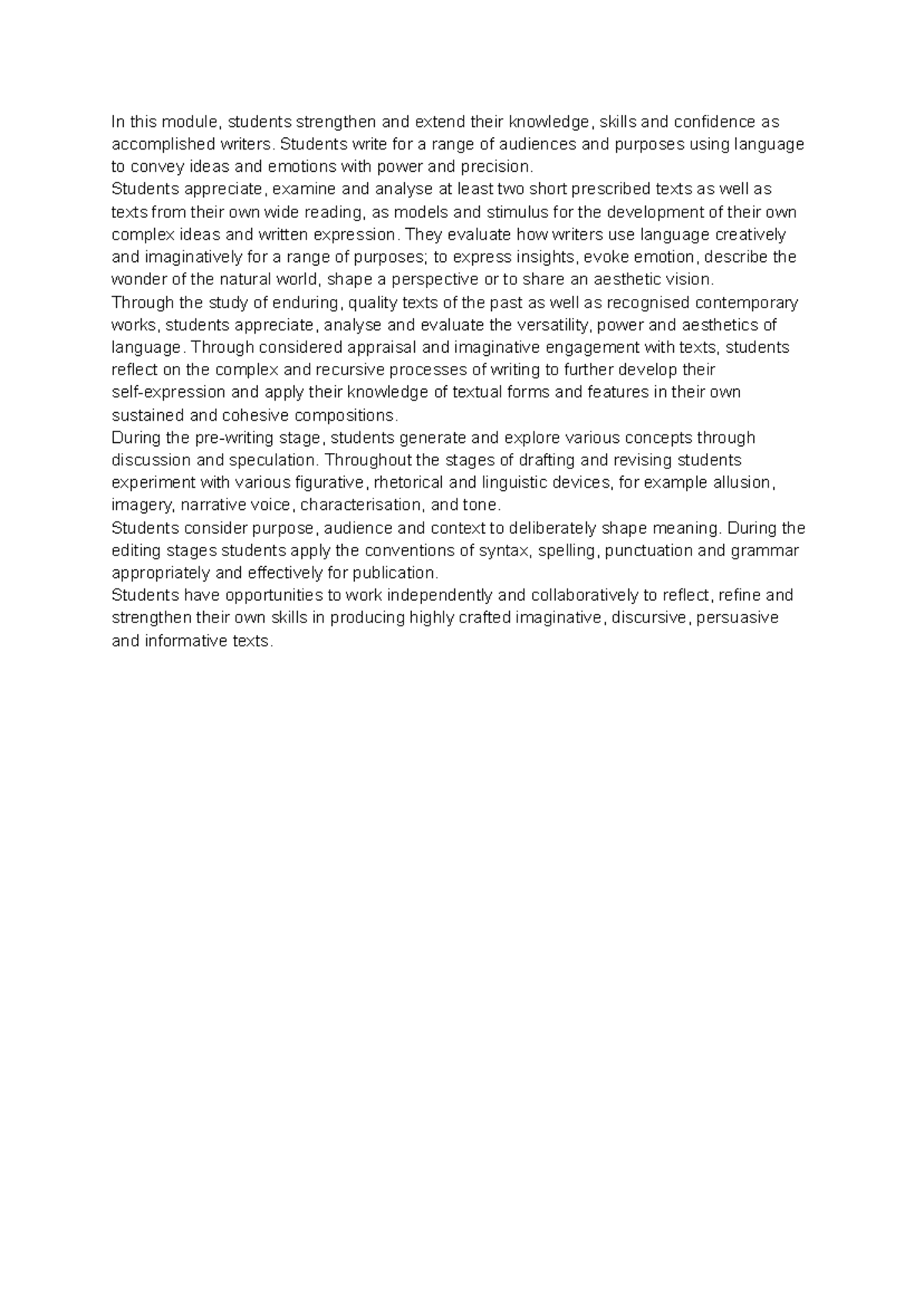 Rubric creative writing - In this module, students strengthen and ...