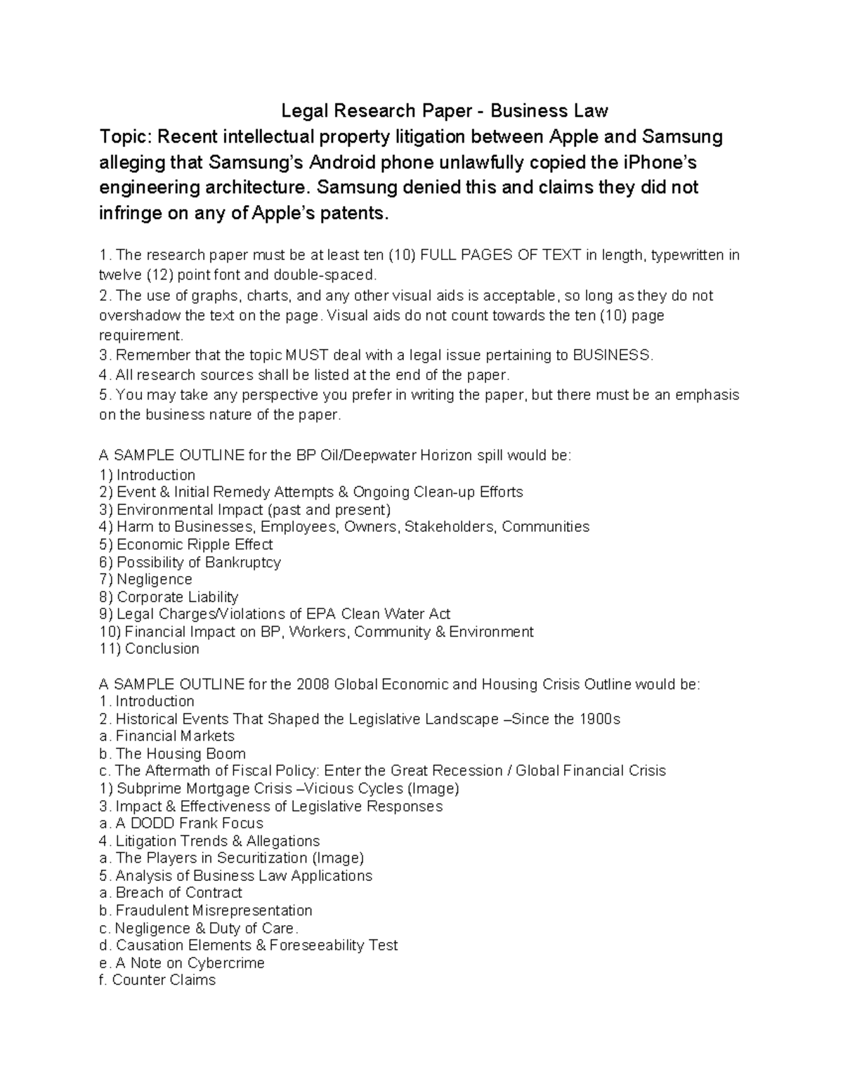 Legal Research Paper - no description - Legal Research Paper - Business ...