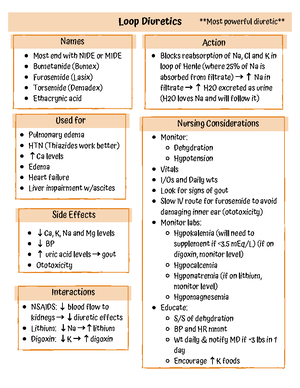 Diuretics - nursing notes - Diuretics Medications used to remove extra ...