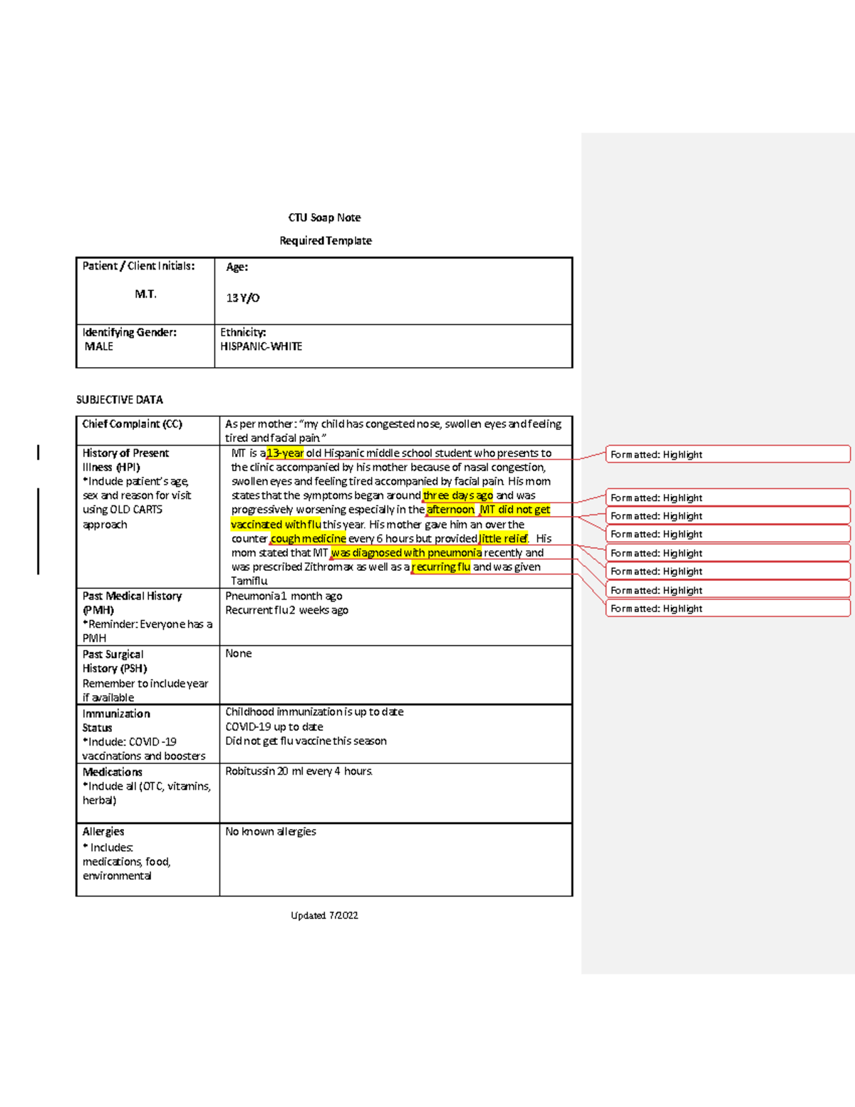 Soap notes ddddd - CTU Soap Note Required Template Patient / Client ...