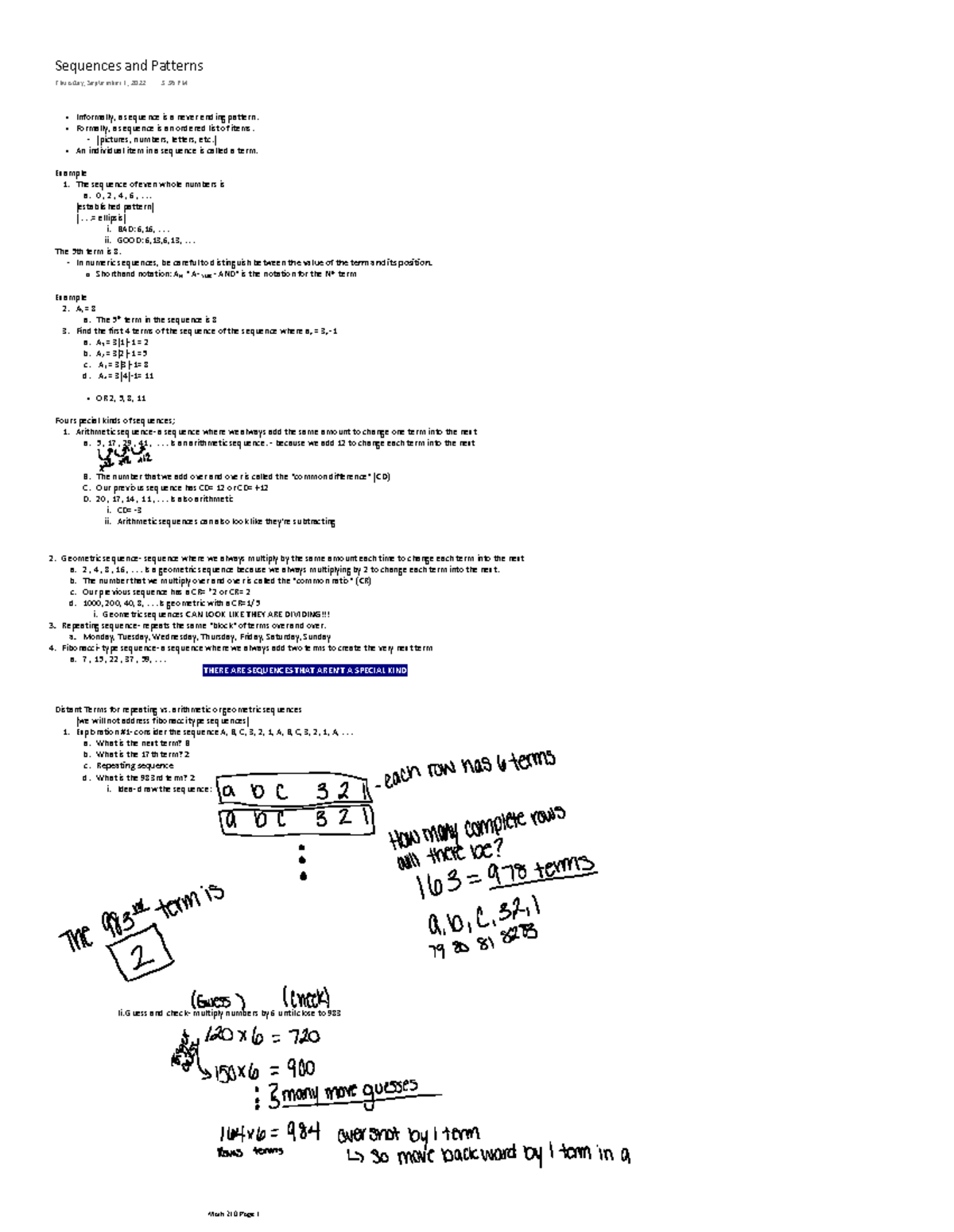 Sequences And Patterns Informally A Sequence Is A Never Ending