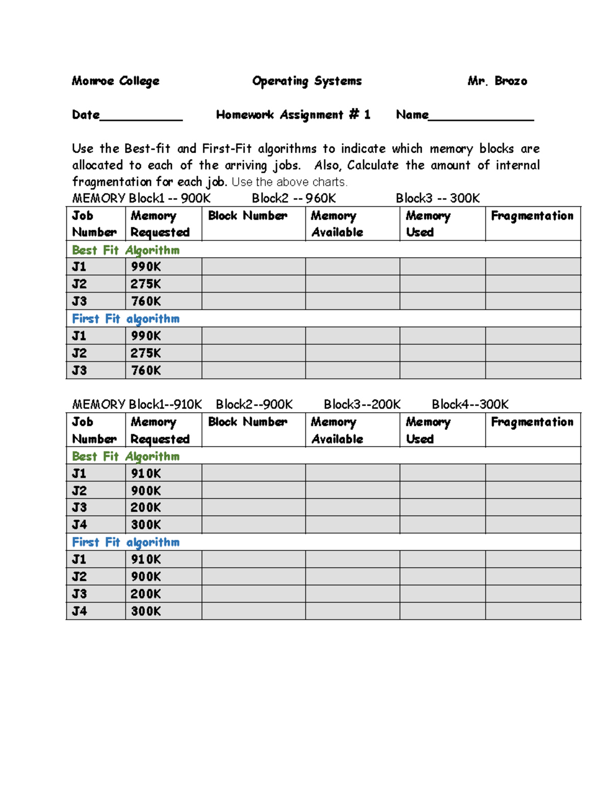 HW Assignment 1 email - Tagged - Monroe College Operating Systems Mr. Brozo Date ...