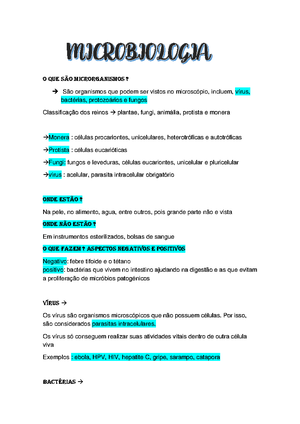 Microbiologia - Microbiologia Introdução Microbiologia é o ramo e ...