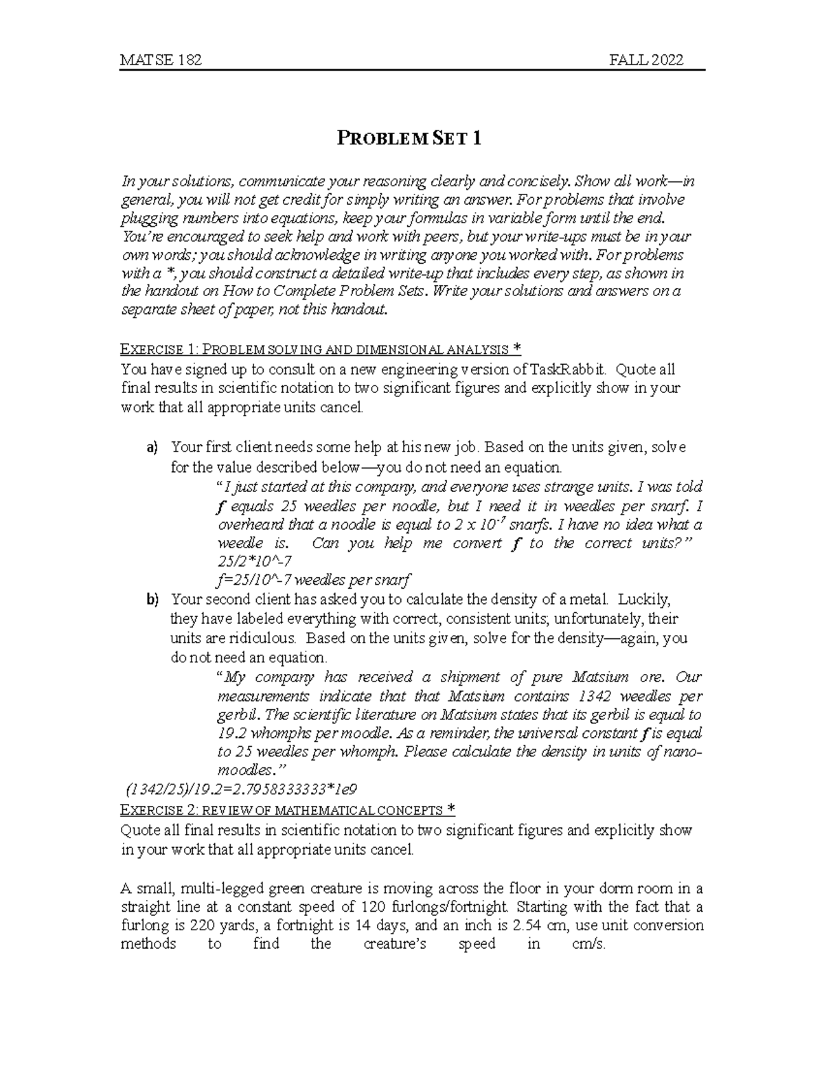 Problem Set 1 Combined - Notes - MATSE 182 FALL 2022 PROBLEM SET 1 In ...