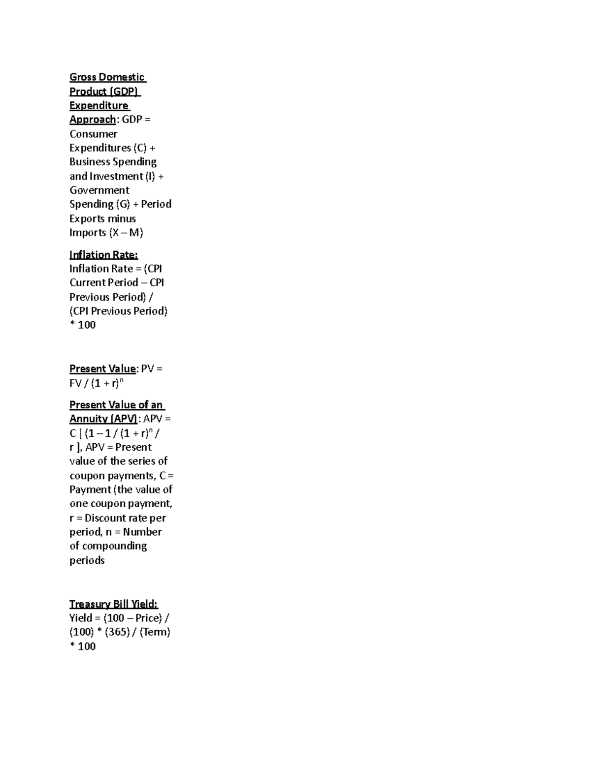 CSI Formulas - Gross Domestic Product (GDP) Expenditure Approach: GDP ...