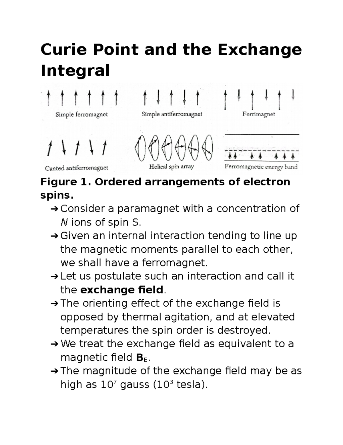 Curie Point and the Exchange Integral - Curie Point and the Exchange Integral Figure 1. Ordered ...