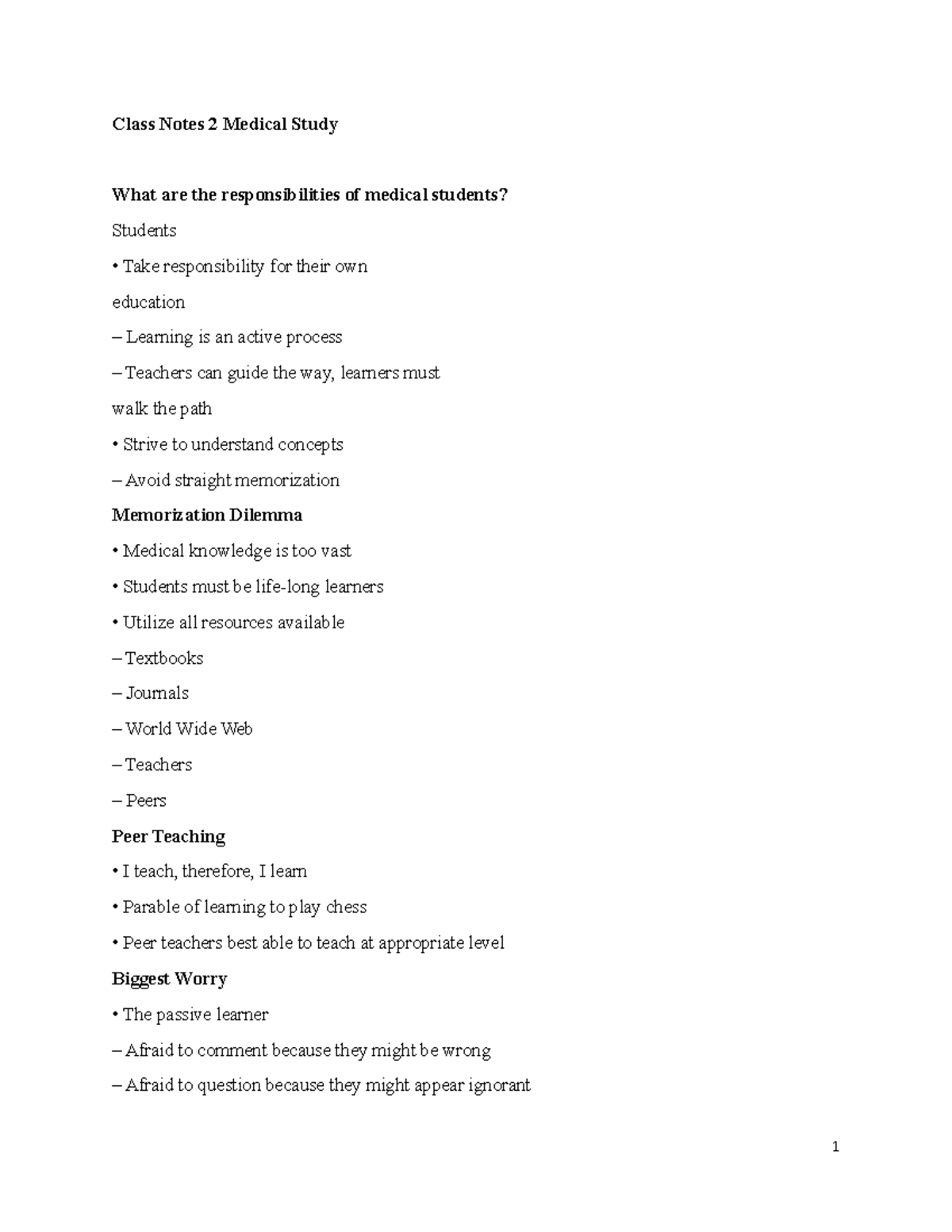 Class Notes 2 HTH 4953 Medical Study - Class Notes 2 Medical Study What ...