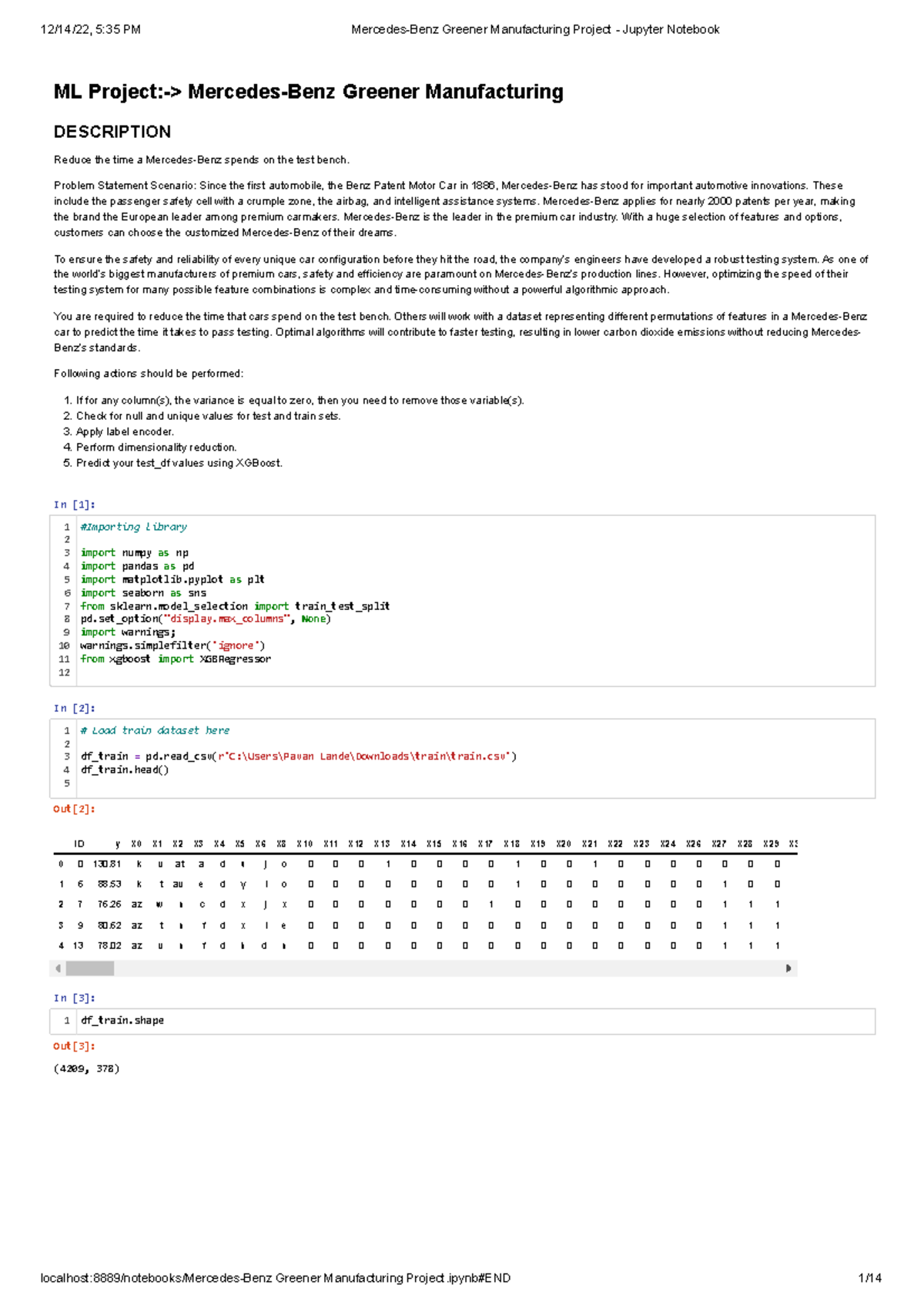 Mercedes-Benz Greener Manufacturing Project - Jupyter Notebook - ML ...