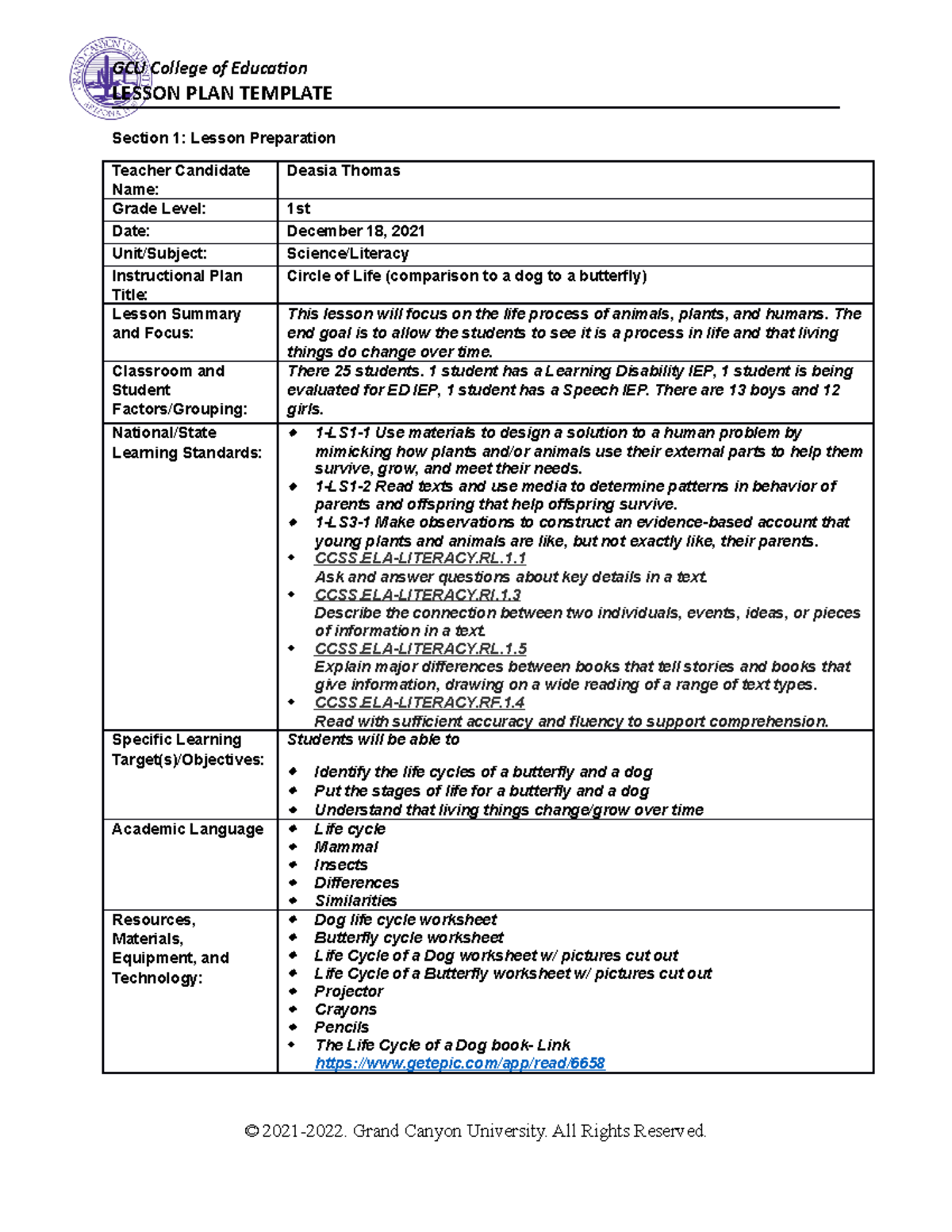 Developmentally Appropriate Instruction: STEM Subjects Science LP ECS ...
