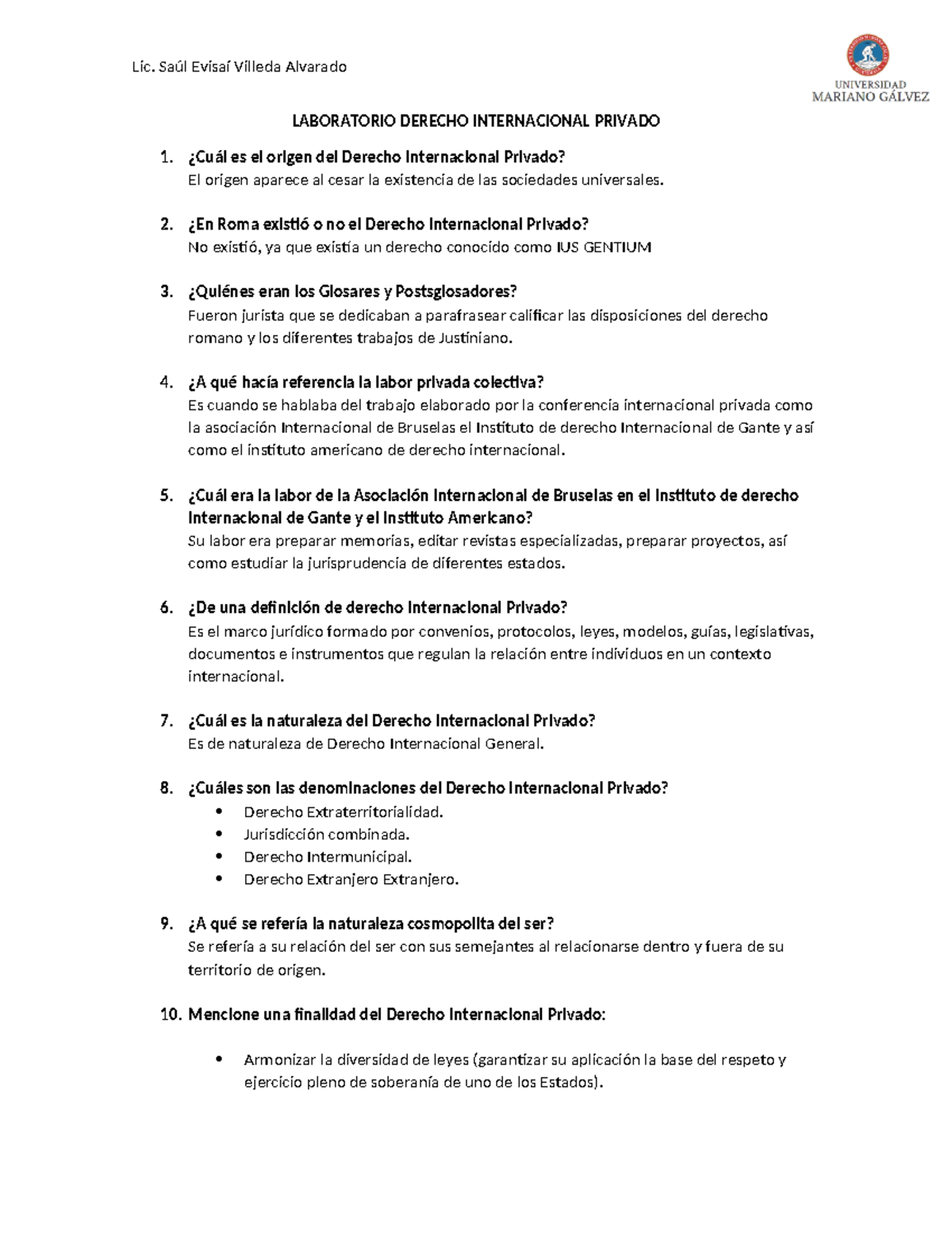 Laboratorio Derecho Internacional Privado - Lic. Saúl Evisaí Villeda Alvarado LABORATORIO ...