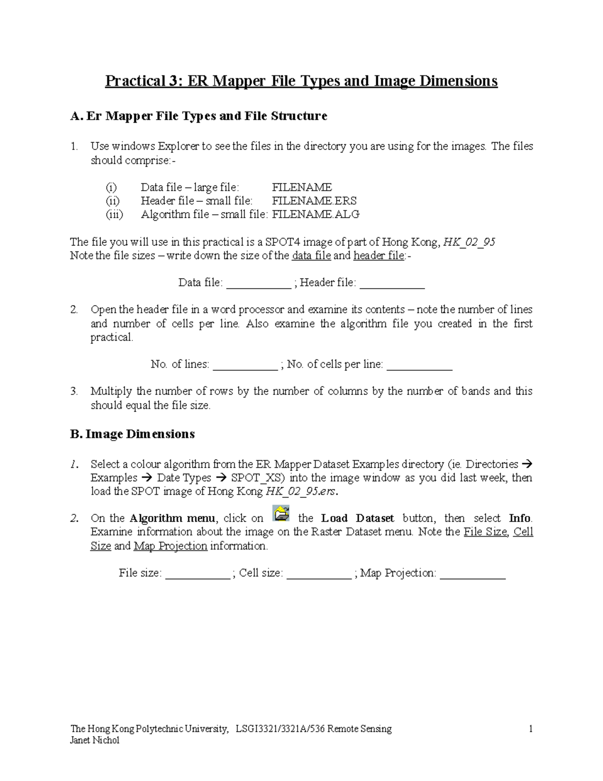 Prac 3 - Prac 3 - Practical 3: ER Mapper File Types and Image ...