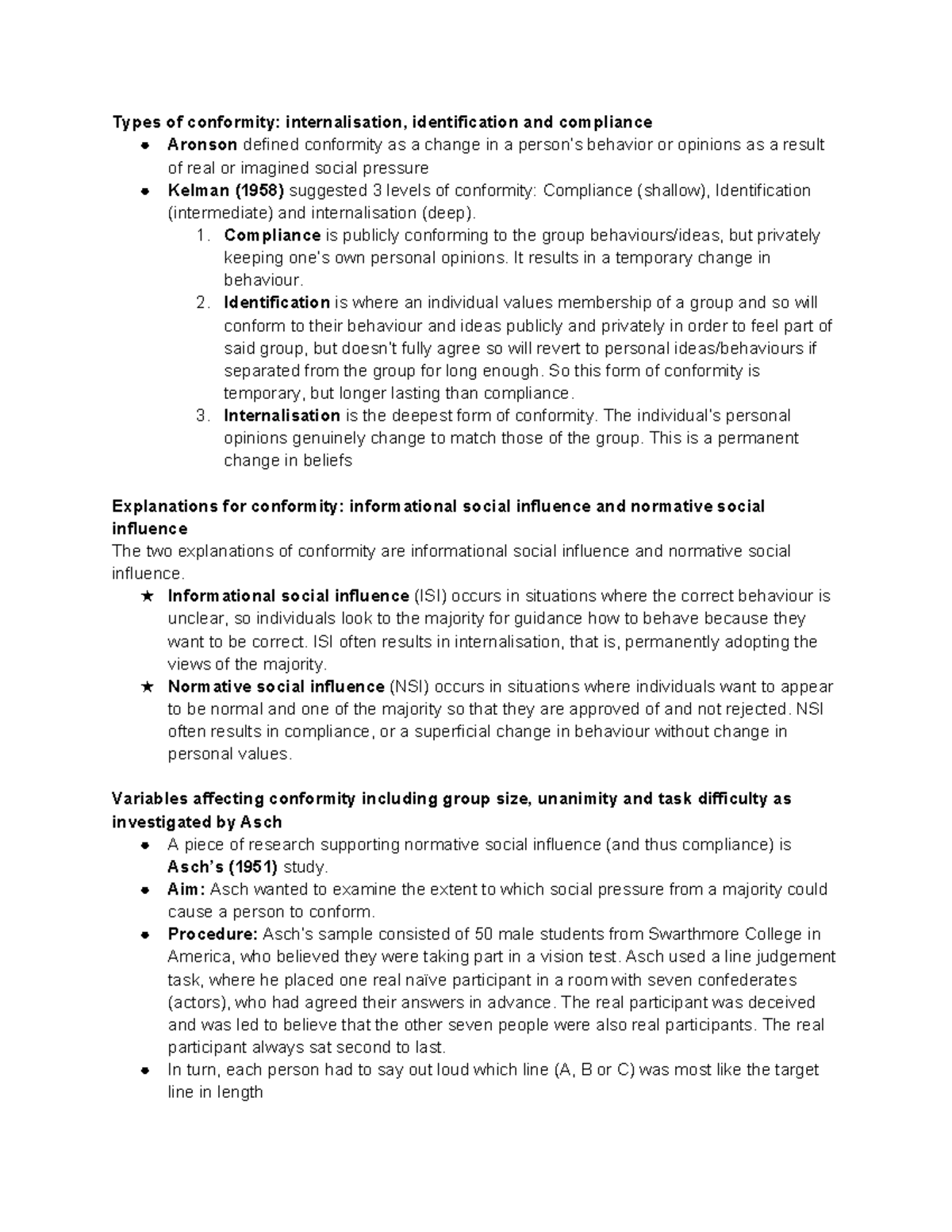 1. Social Influence - Types of conformity: internalisation ...