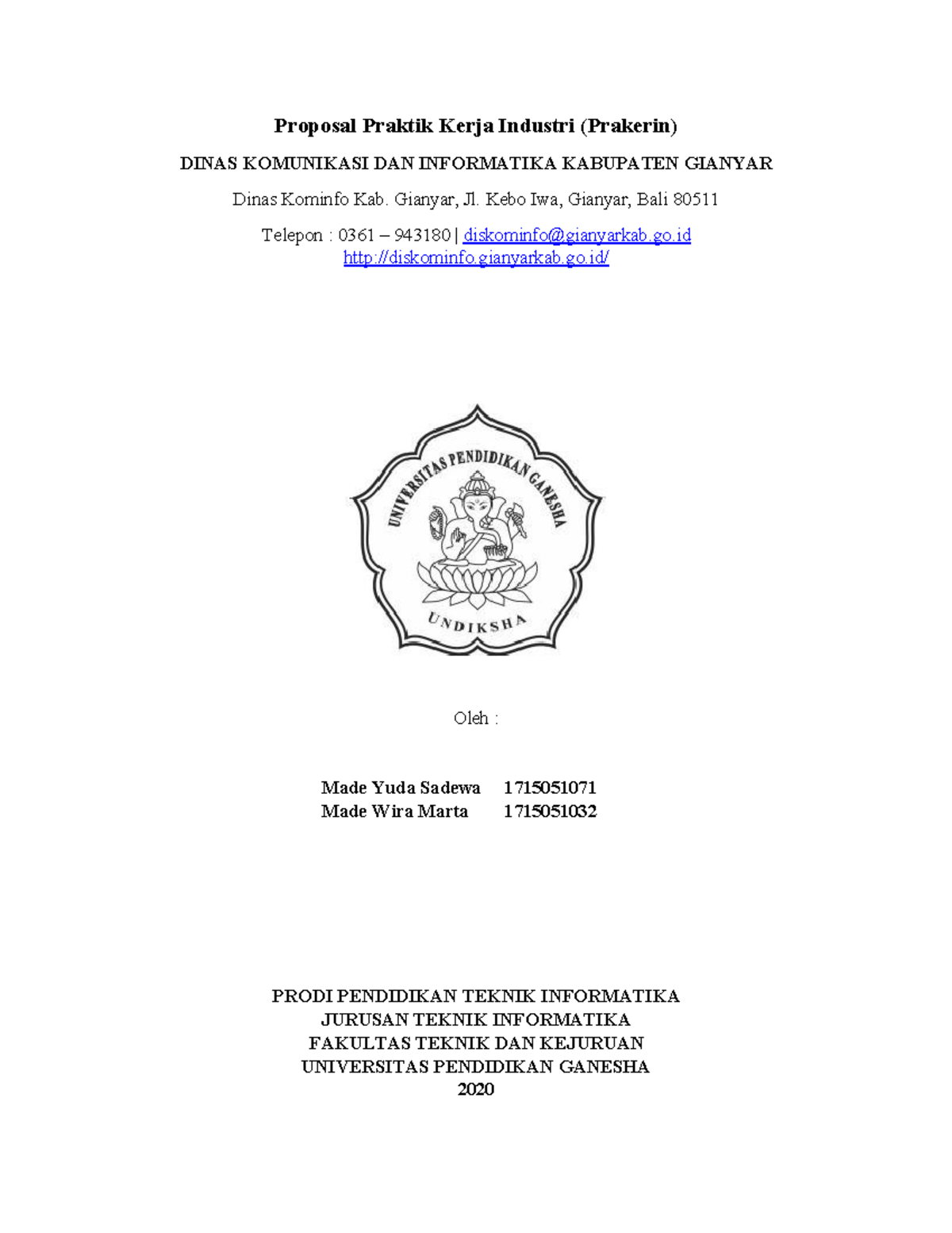 Proposal PKL 1071 1032 - Proposal Praktik Kerja Industri (Prakerin ...