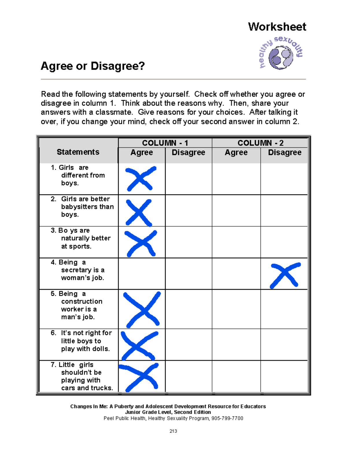 Agree or disagree complete - Worksheet Agree or Disagree? Changes In Me ...