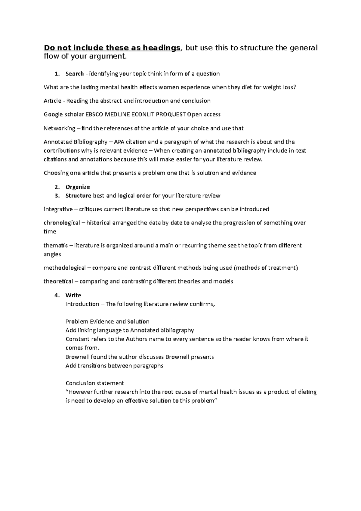 Annotated Bibliography - notes - Do not include these as headings , but ...