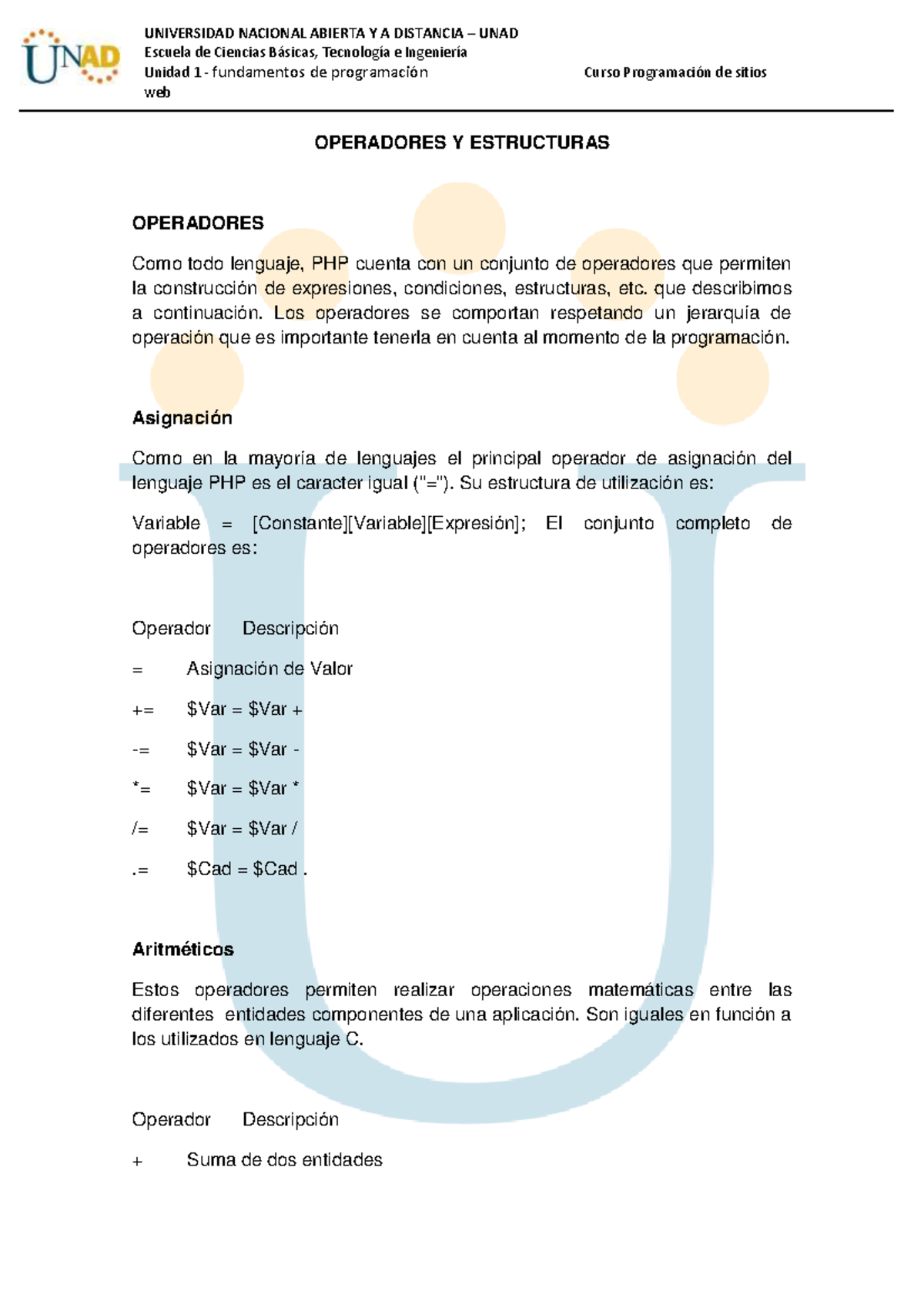 Unidad 1.2 operadores estrucuturas - Unidad 1 - fundamentos de ...