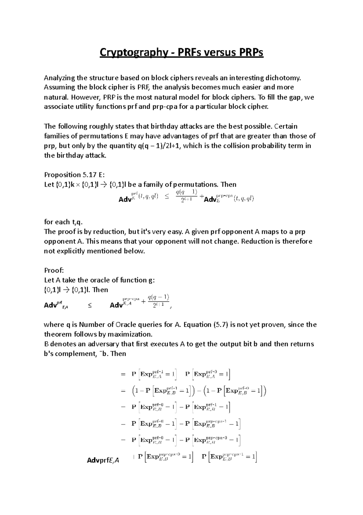 Cryptography - PRFs versus PRPs - Cryptography - PRFs versus PRPs ...