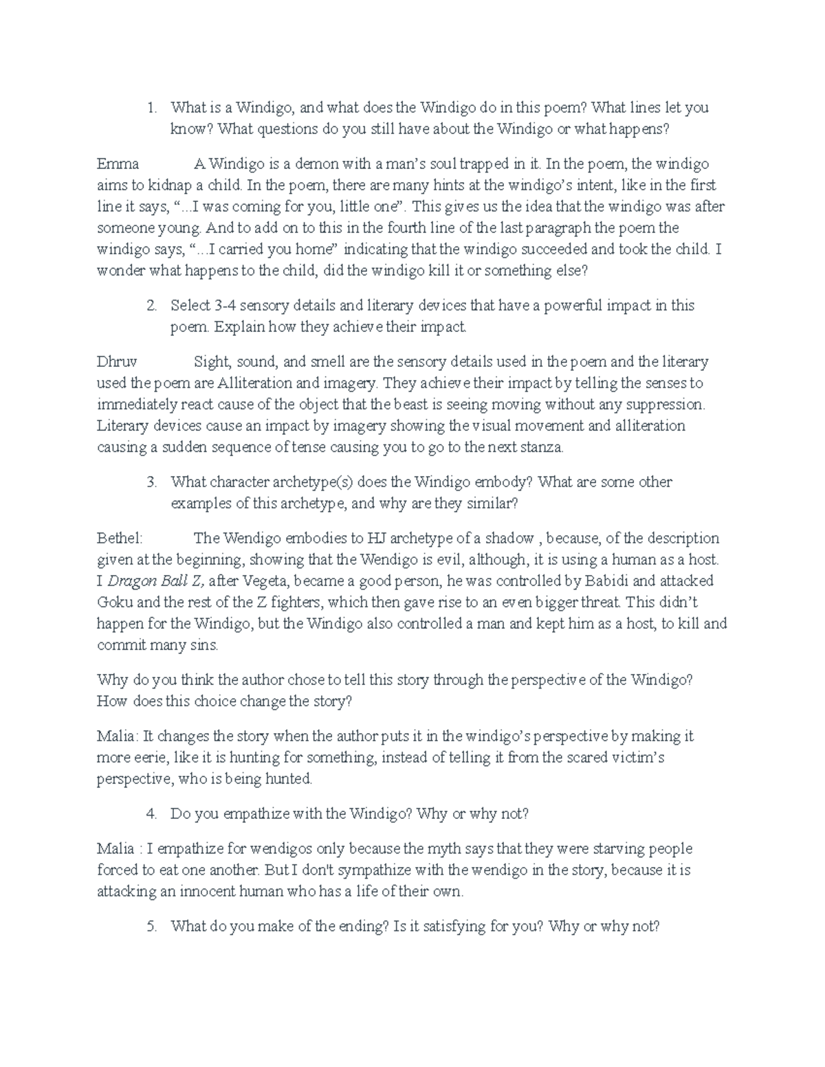 Windigo Group Analysis Assignment - What is a Windigo, and what does ...