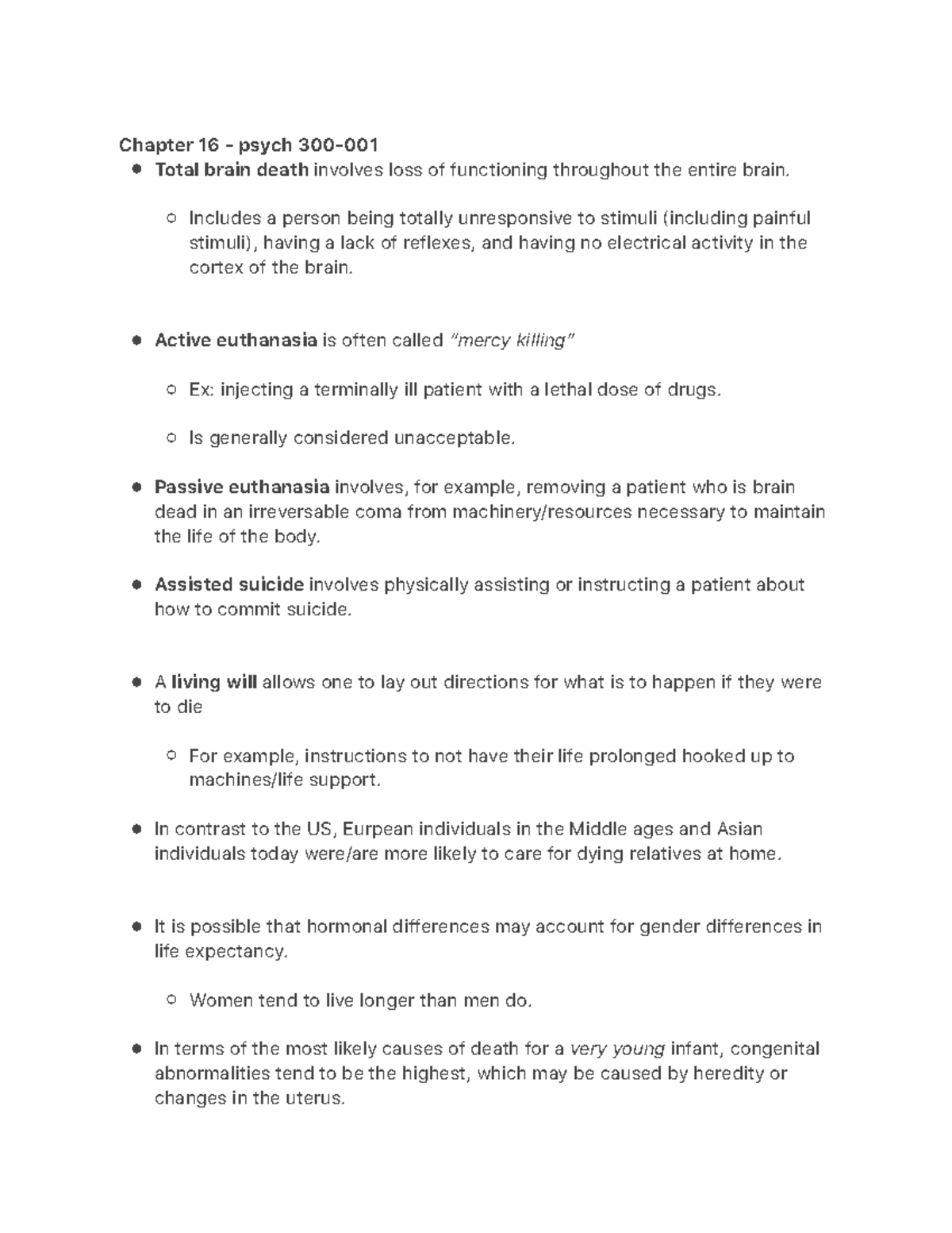 Chapter 16 - psych 300-001 notes - Chapter 16 - psych 300- Total brain ...