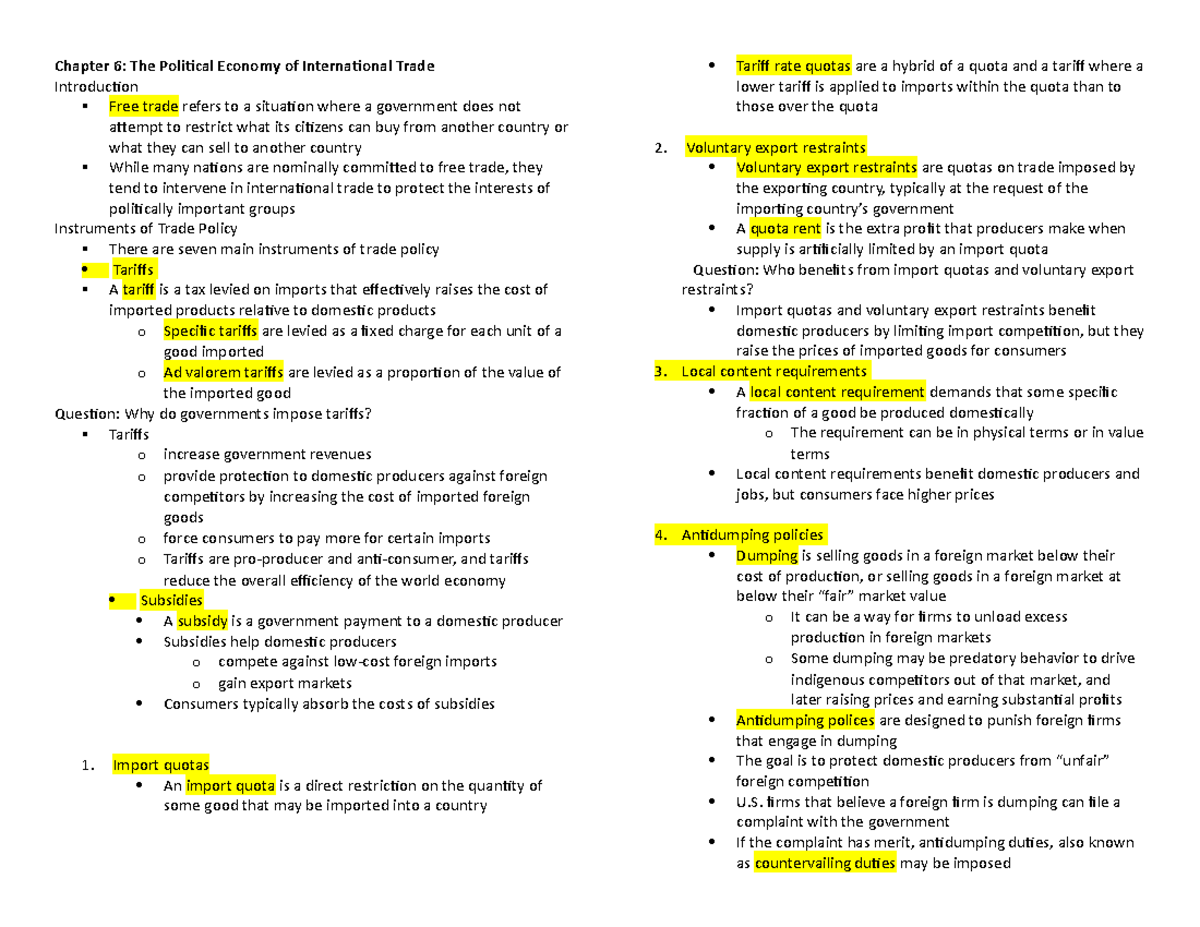 Chapter-6- Intlreview - Chapter 6: The Political Economy of ...