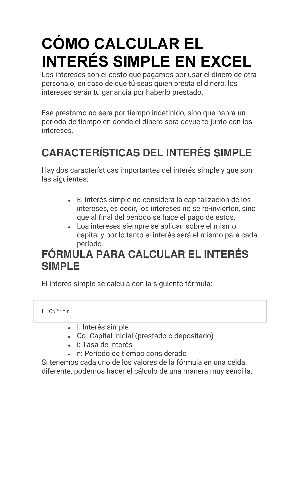 CÓMO Calcular EL Interés Simple EN Excel - CÓMO CALCULAR EL INTERÉS ...