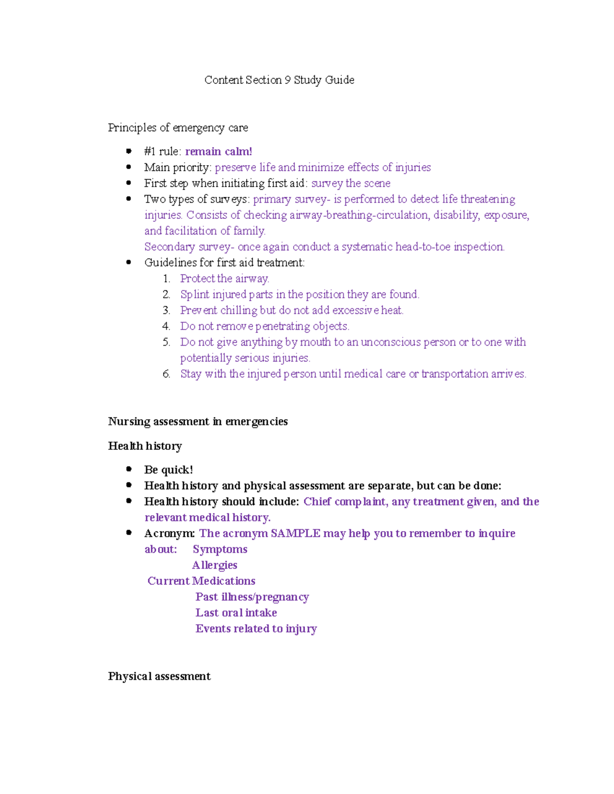 Content section 9 study guide - Content Section 9 Study Guide ...