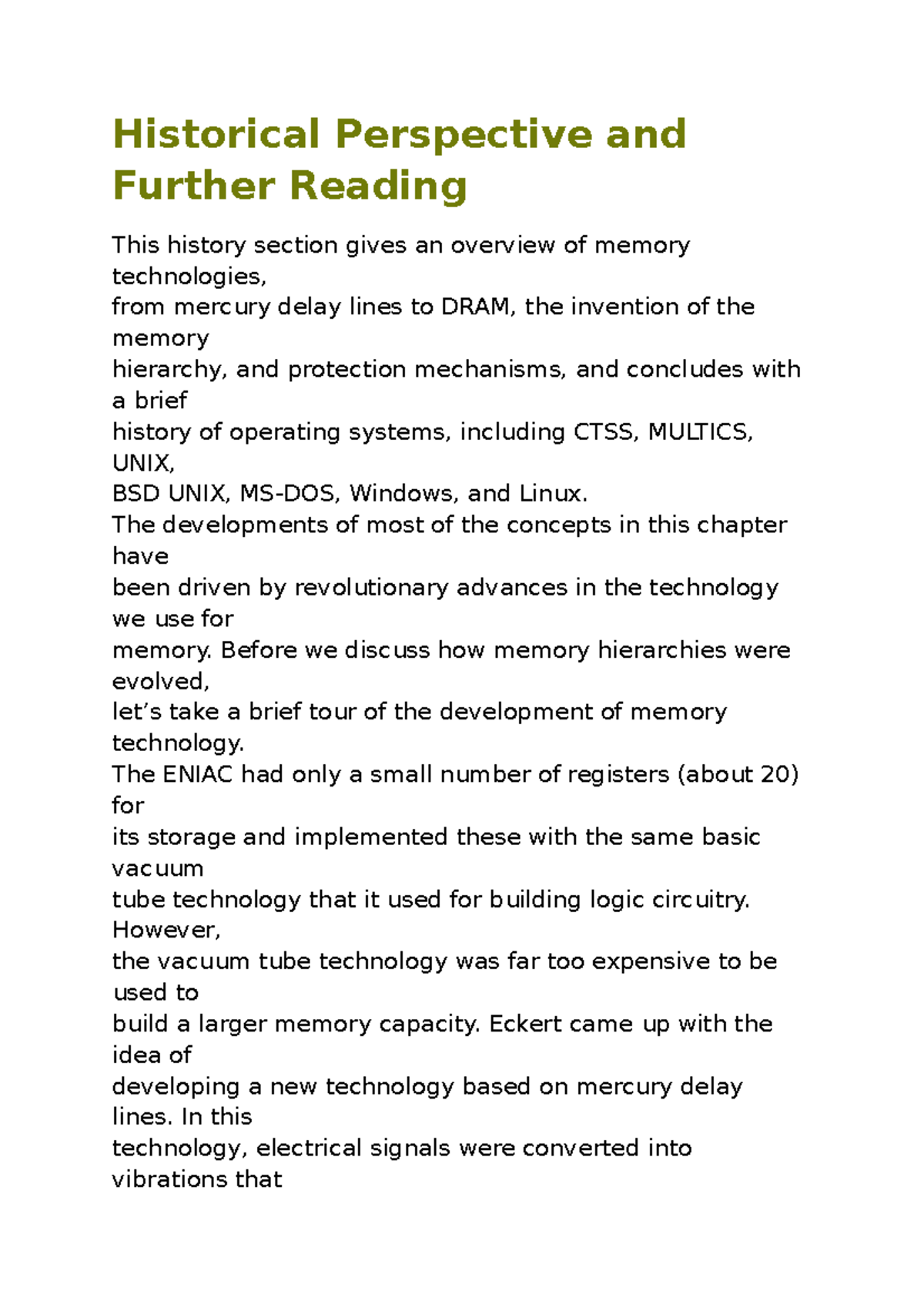 Historical Perspective and Further Reading - Historical Perspective and ...