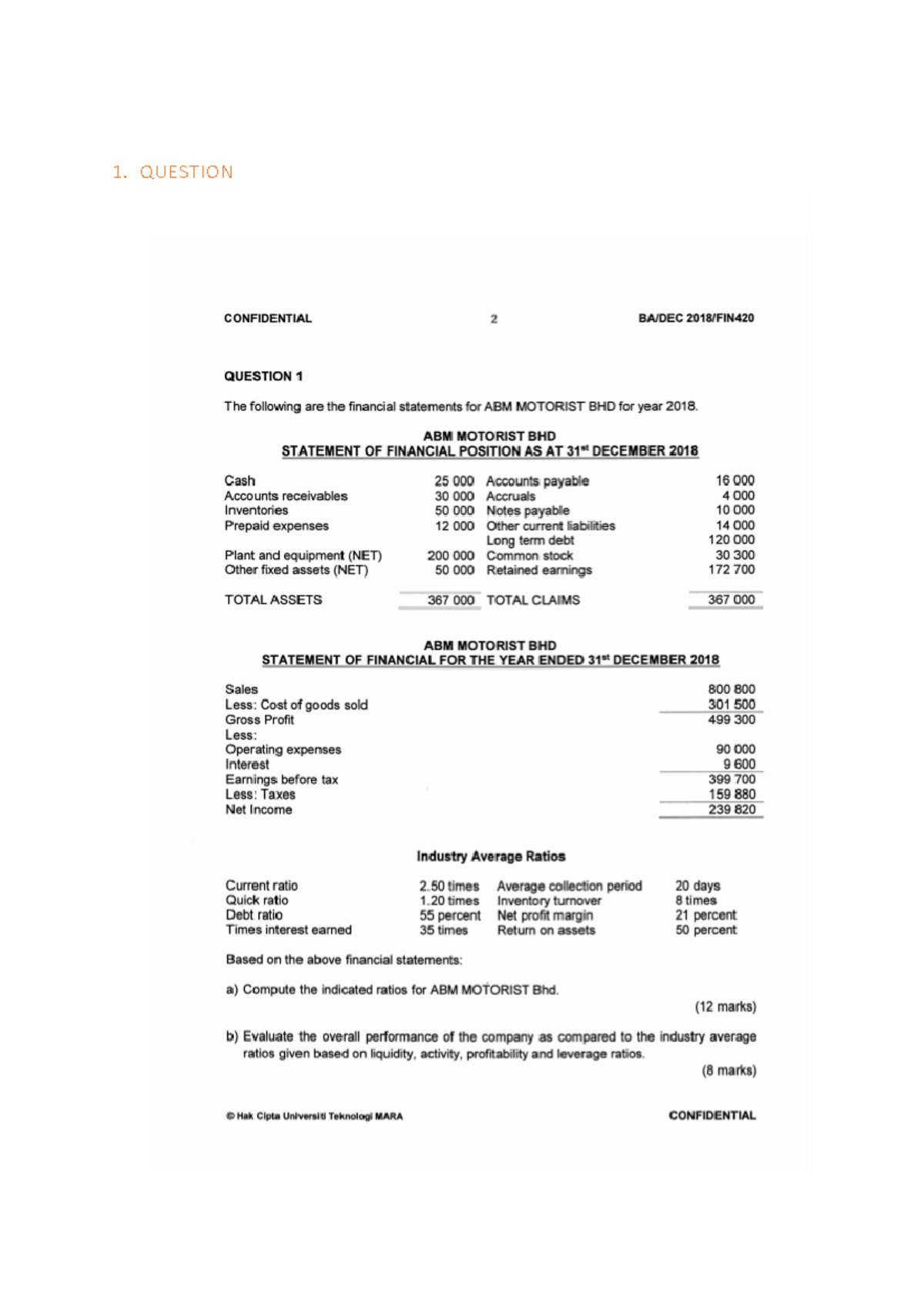 Ratio Analysis - 1. QUESTION 2. BASED ON THE ABOVE QUESTION, THE ANSWER ...