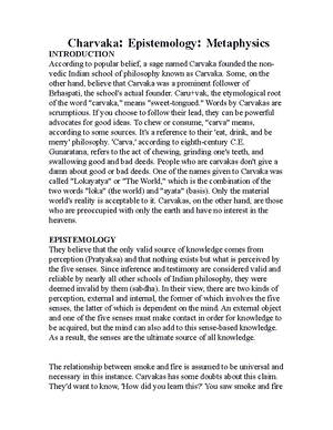 Carvaka - Lecture notes 1 - Carvaka Carvaka is a non-vedic Indian ...