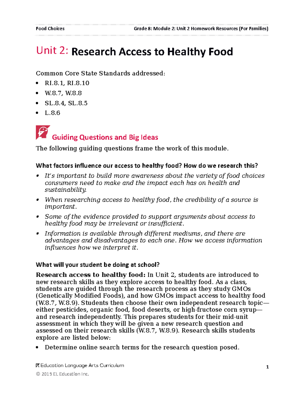 G8M2U2 Module Lessons Homework Resources-0320 - Unit 2: Research Access ...