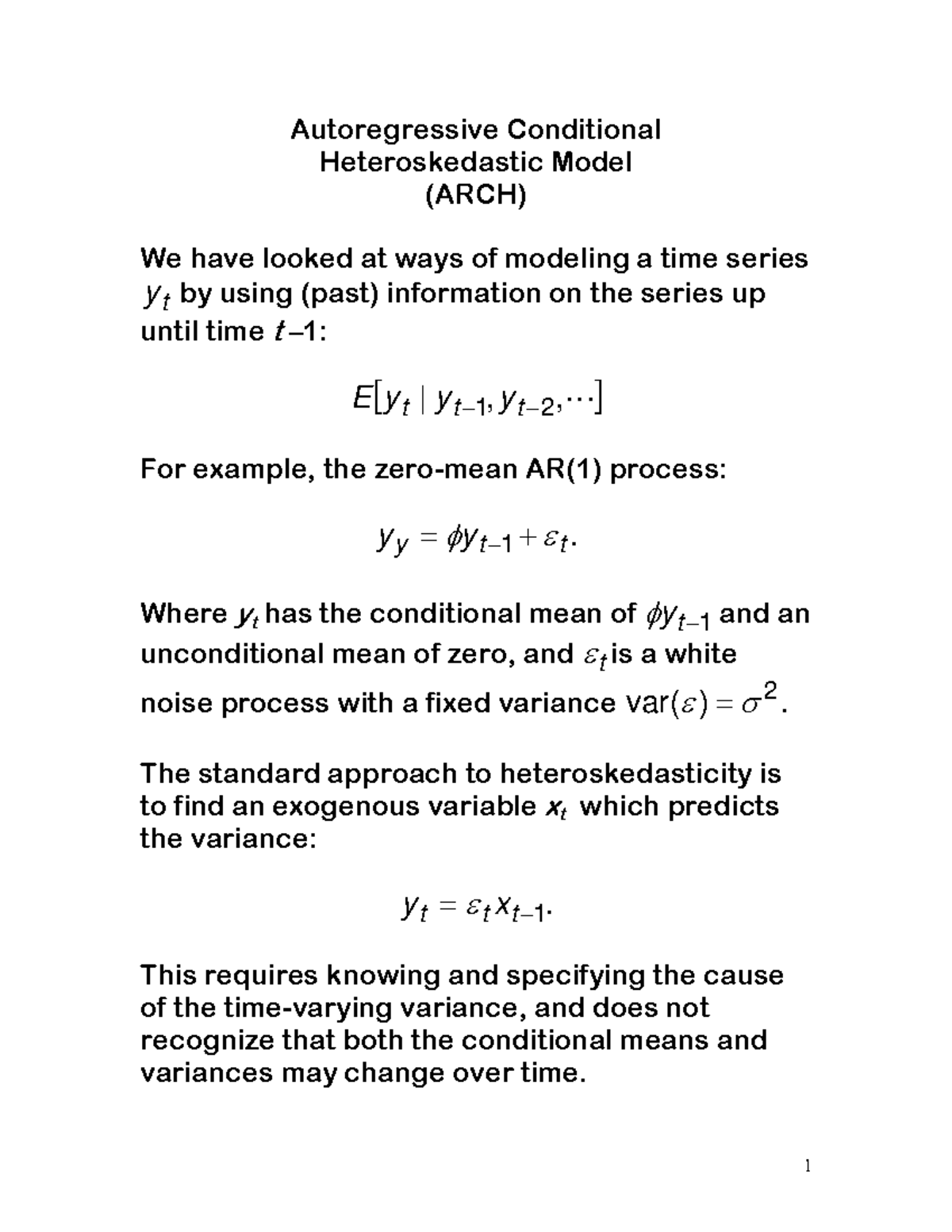 Tutorial work - Autoregressive conditional heteroskedastic model (arch) - Autoregressive ...