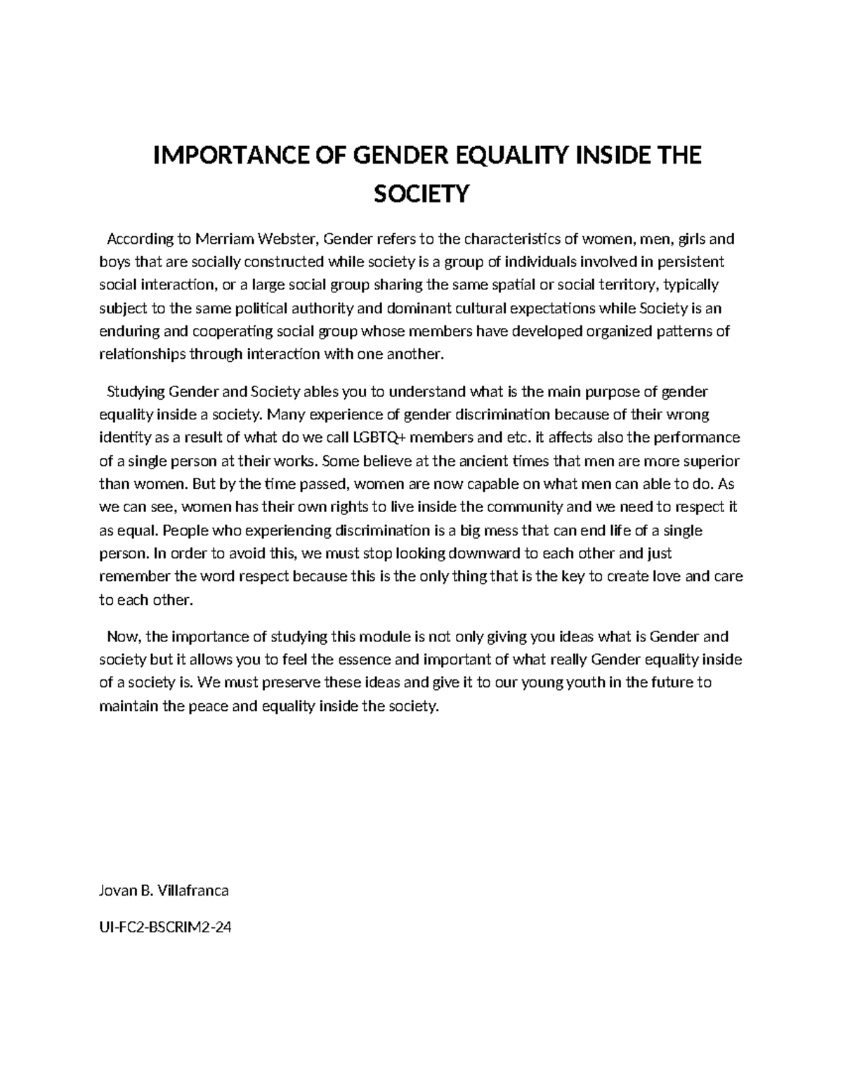 According to Me-WPS Office - IMPORTANCE OF GENDER EQUALITY INSIDE THE ...