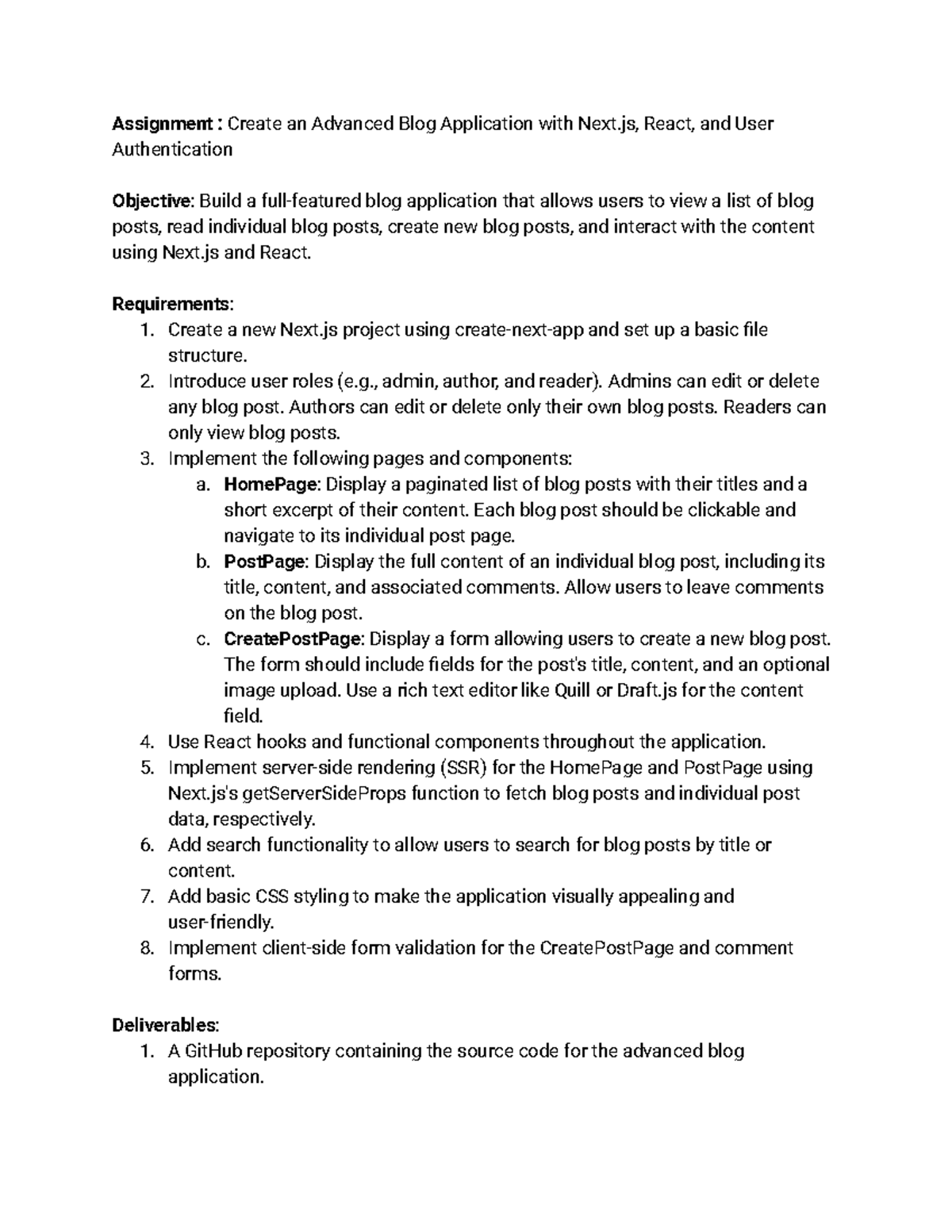 Front End Assignment - Assignment : Create an Advanced Blog Application ...