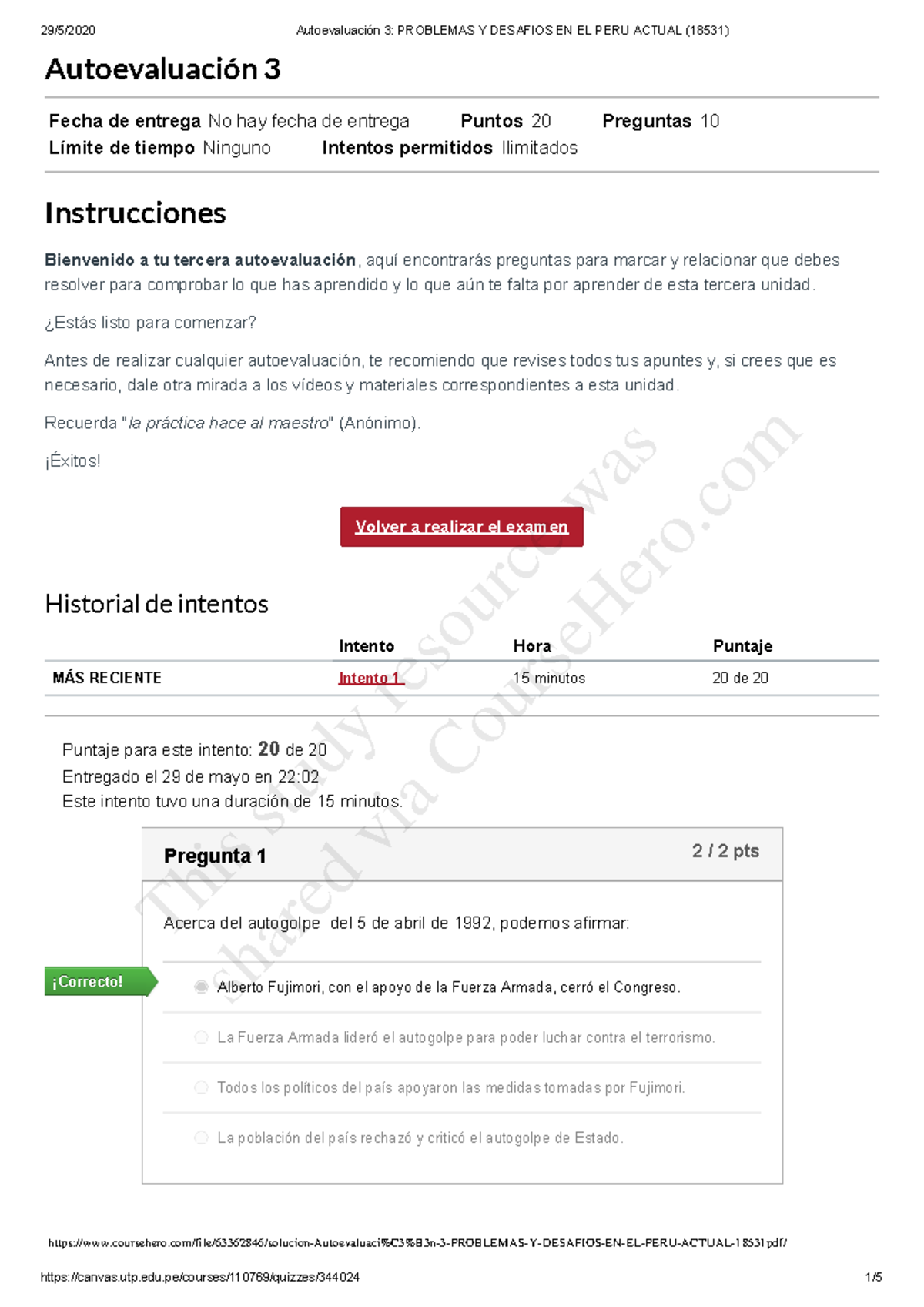 Solucion Autoevaluaci n 3 Problemas Y Desafios EN EL PERU Actual 18531 - Autoevaluación 3 Fecha ...