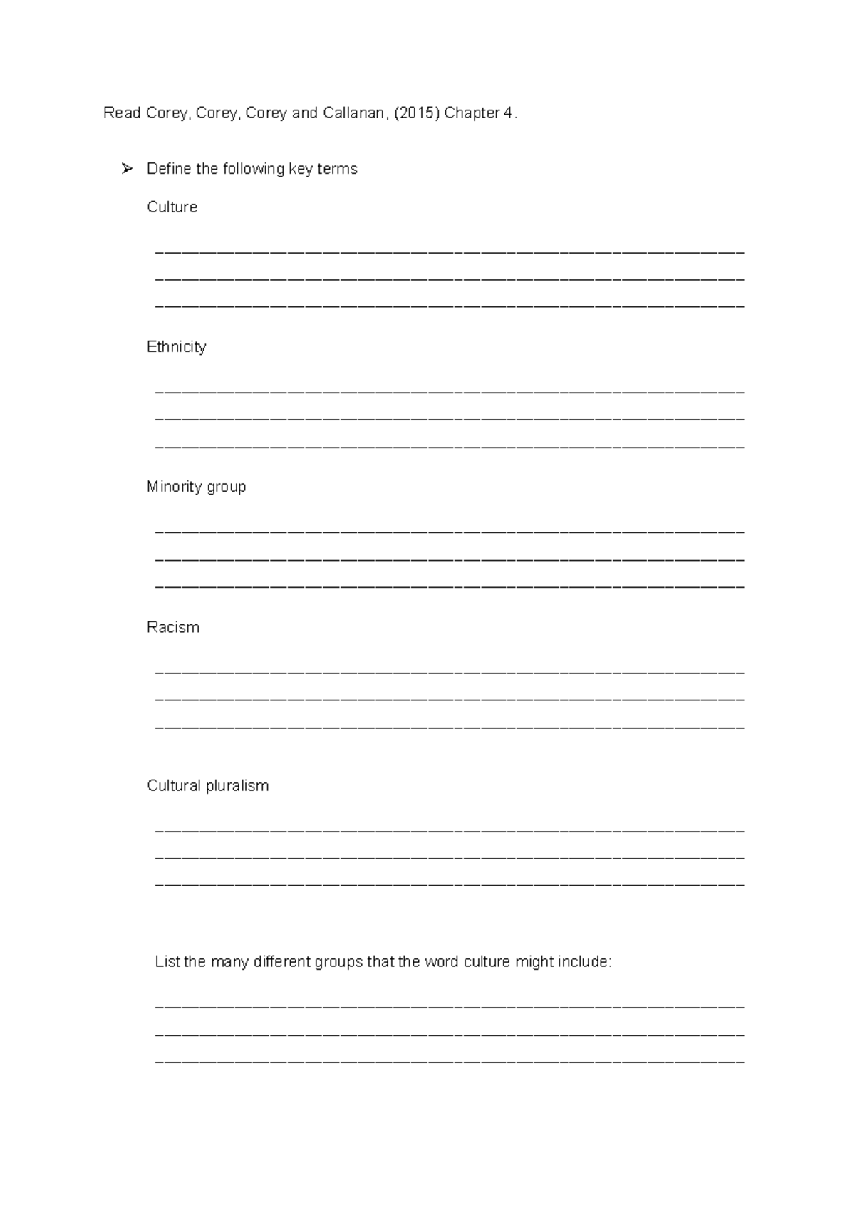 Week 4 Study Guide - Reference list - Read Corey, Corey, Corey and ...