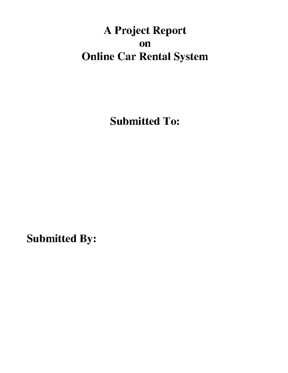 Car Rental Portal Report - A Project Report on Online Car Rental System ...