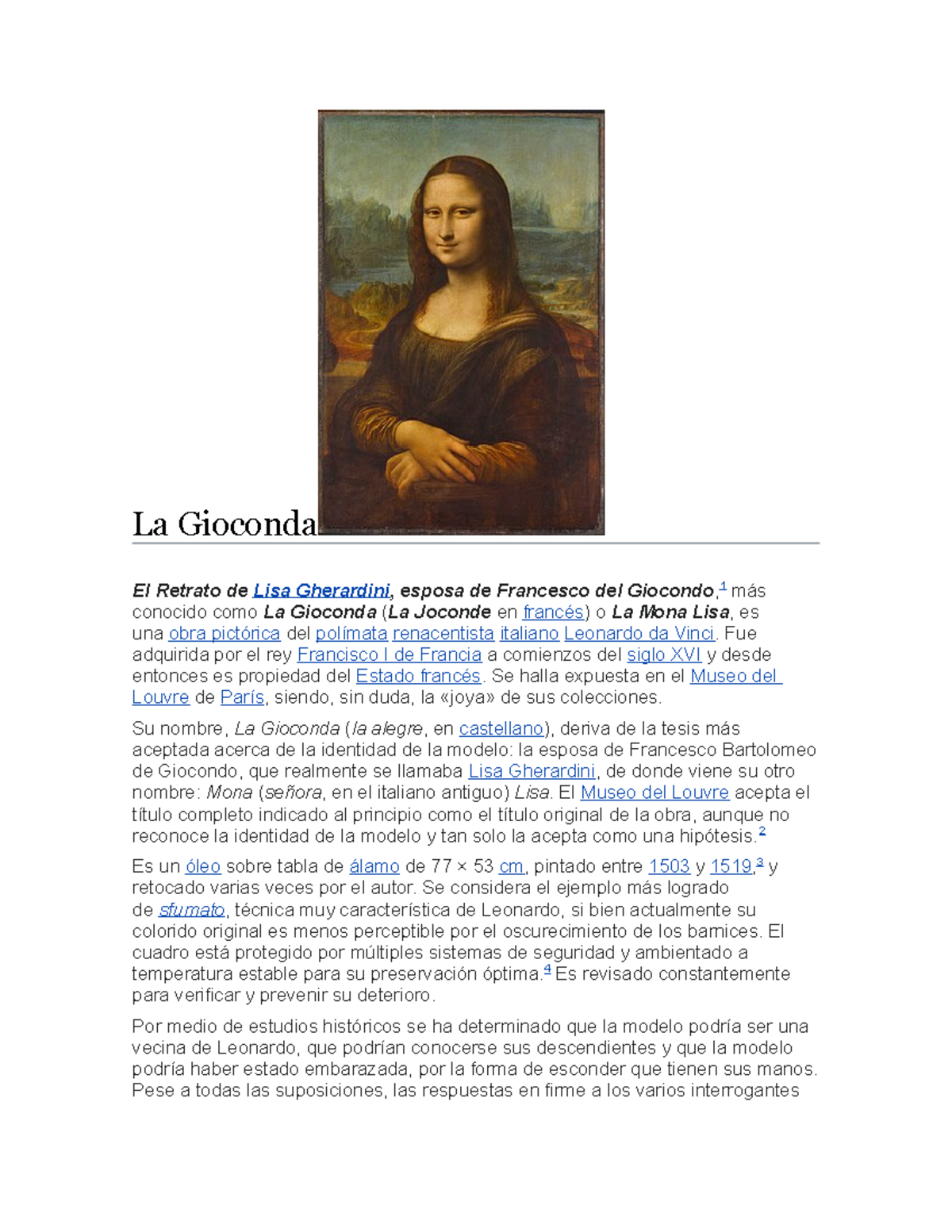 La Gioconda El Retrato de Lisa Gherardini, esposa de Francesco del ...
