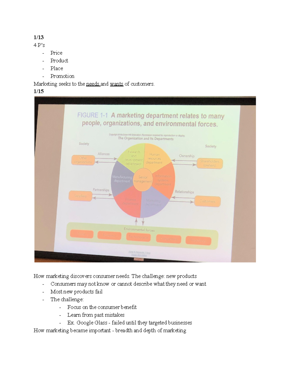 Marketing Class Notes - 1/ 4 P’s - Price - Product - Place - Promotion ...