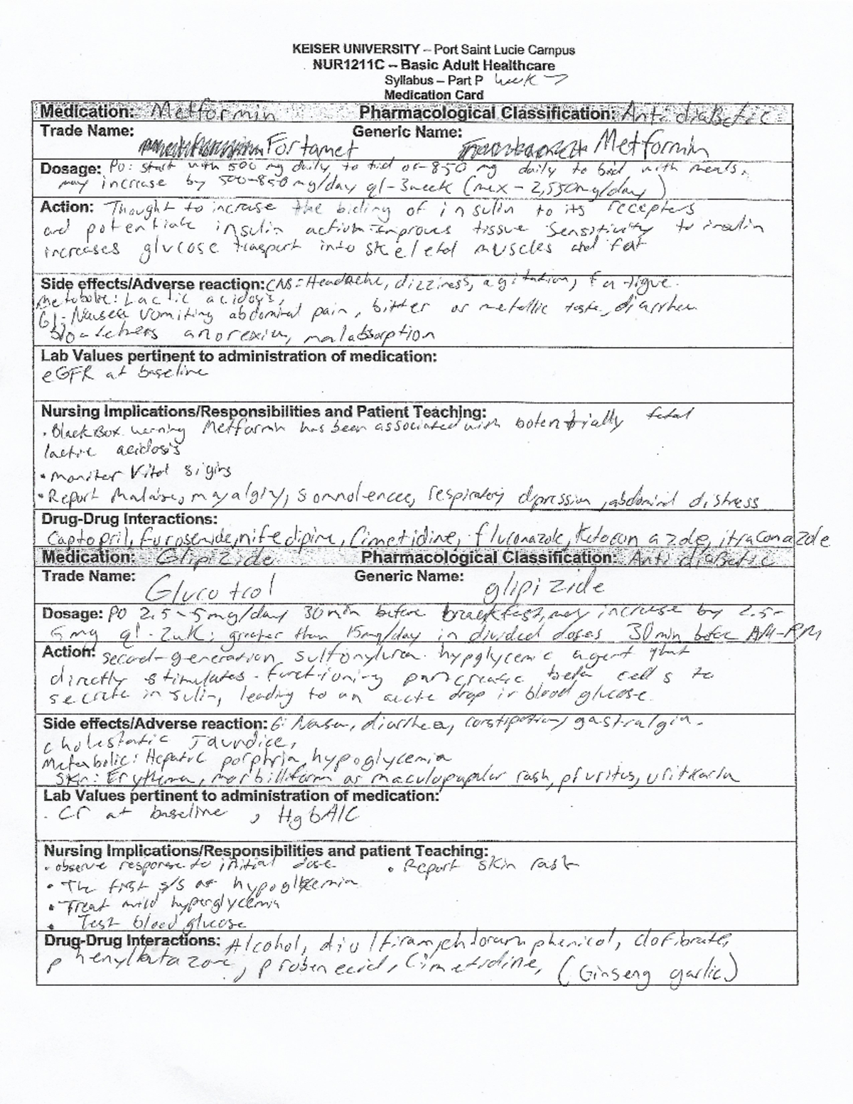 Basic adult health Med card 7 - NURS K492 - Studocu