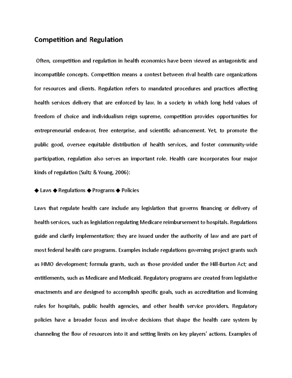 Competition and Regulation - Competition means a contest between rival ...