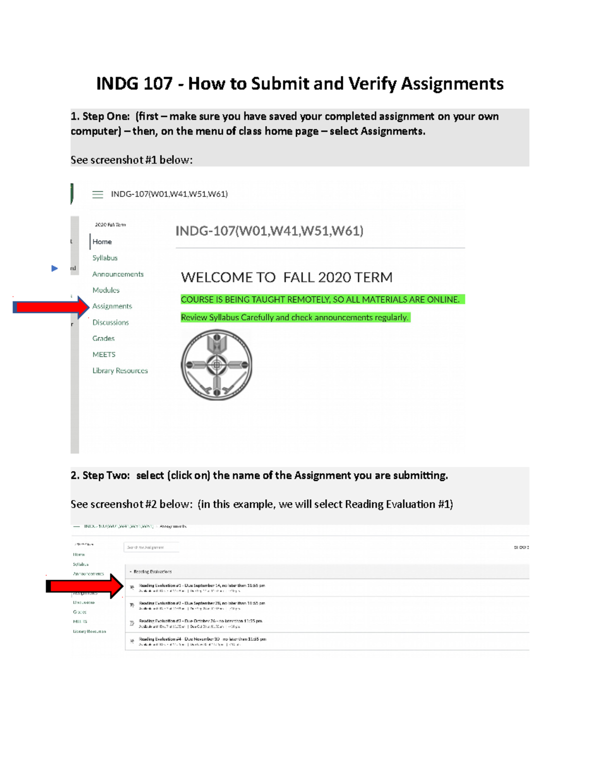 Howtosubmitassignments - INDG 107 - How to Submit and Verify ...