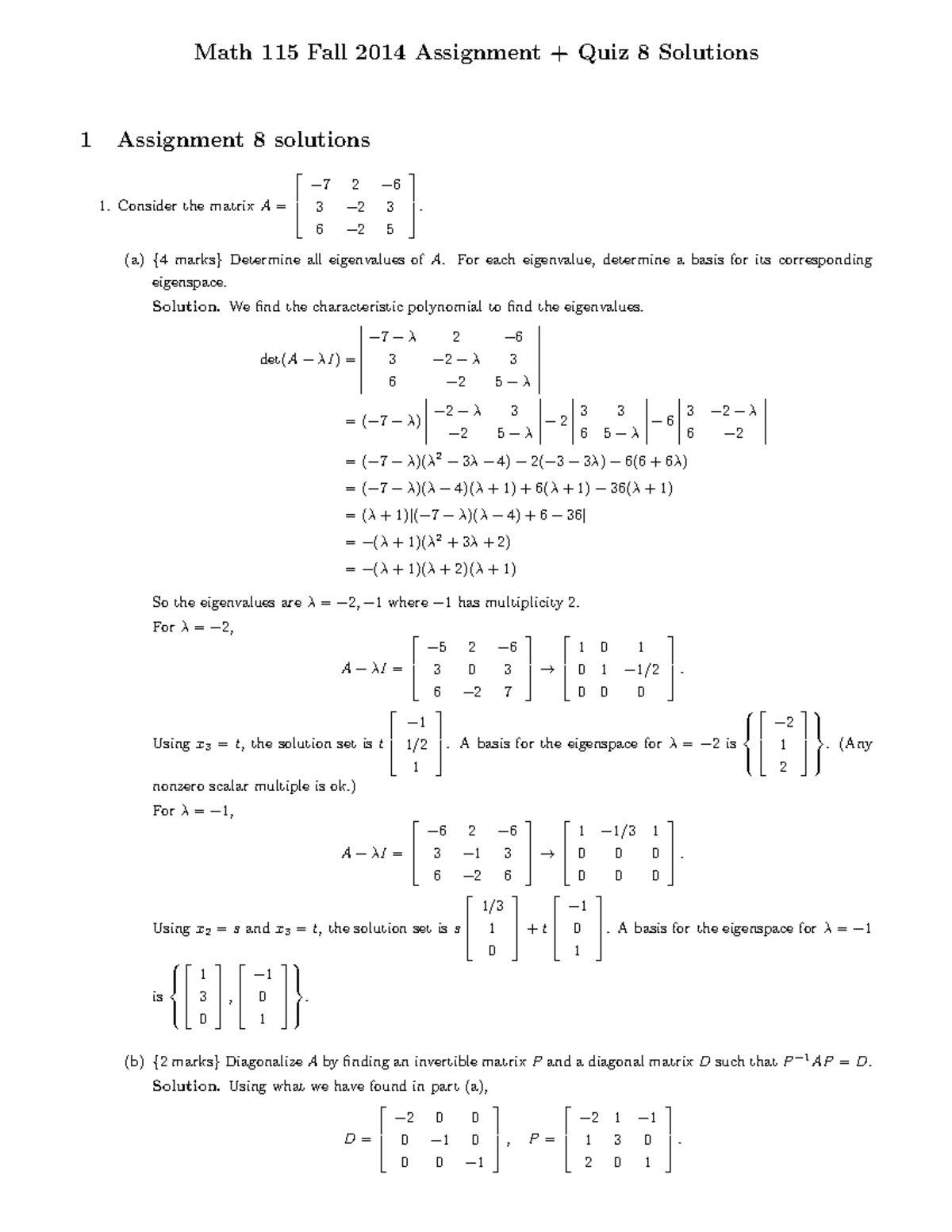 MATH115 F14 A8 sln - Study reference - Math 115 Fall 2014 Assignment ...