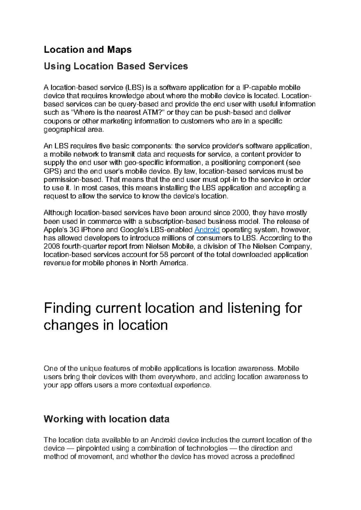 Topic 6-Location and Maps - Location and Maps Using Location Based ...
