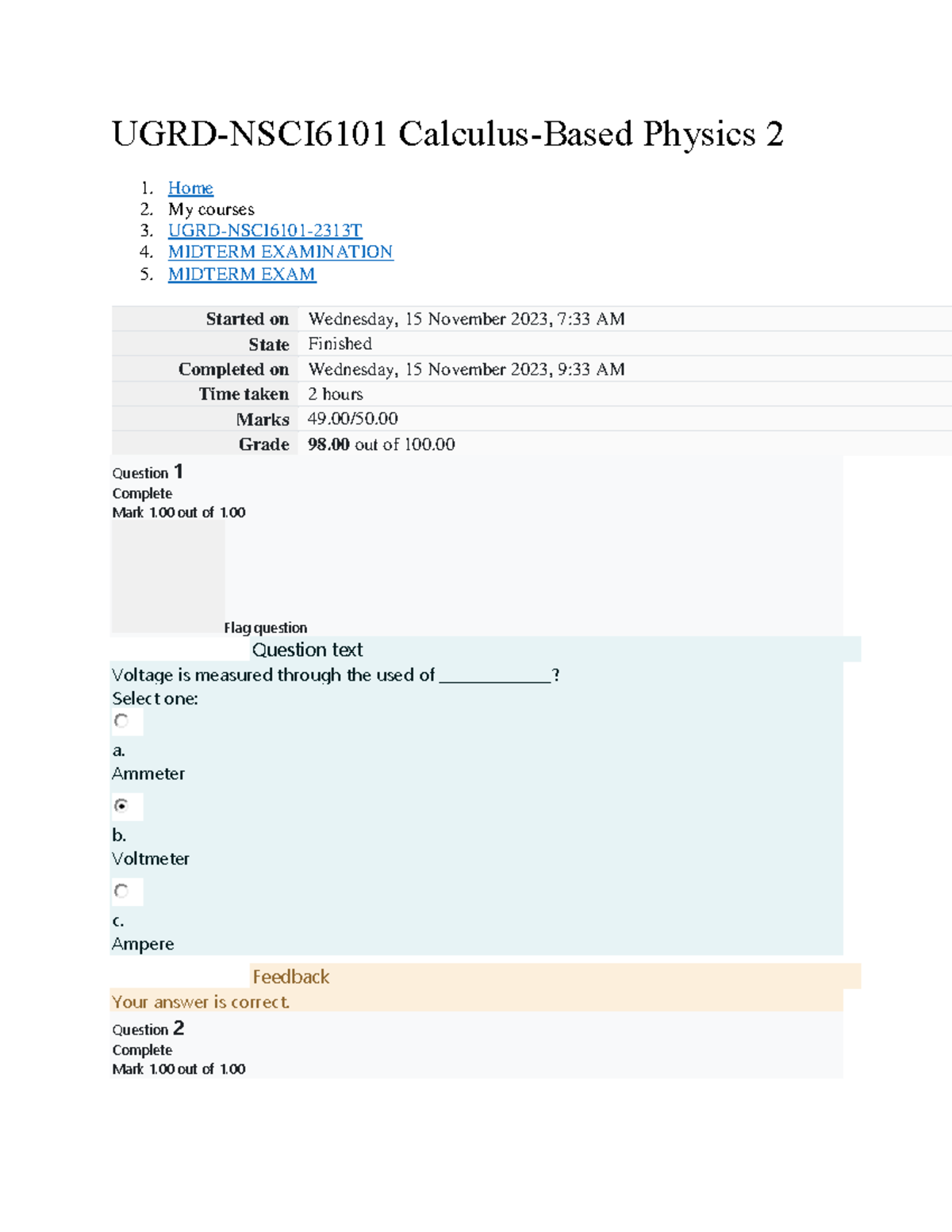 Calculus-Based Physics 2 Midterm Answers - UGRD-NSCI6101 Calculus-Based ...