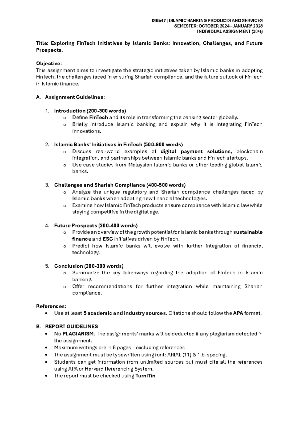 Individual Assignment Fintech - ISB547 | ISLAMIC BANKING PRODUCTS AND SERVICES SEMESTER: OCTOBER ...