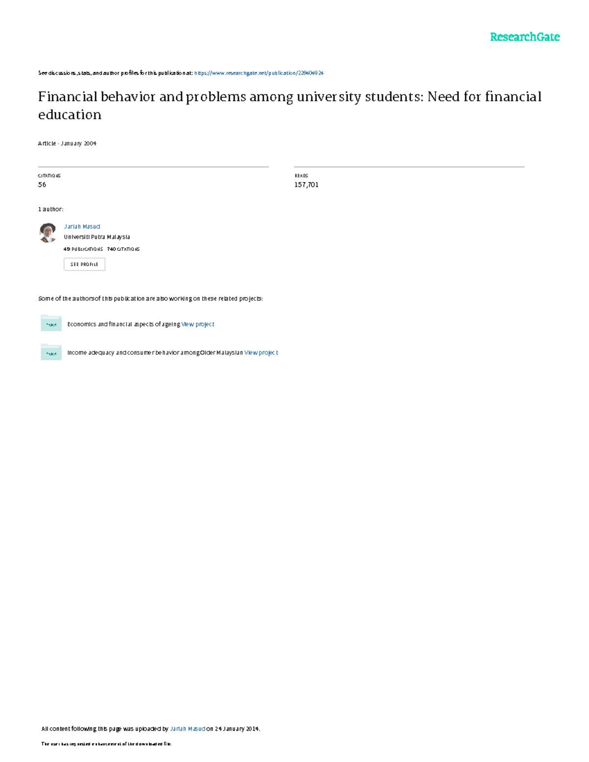 Financial behavior and problems among university s - See discussions ...