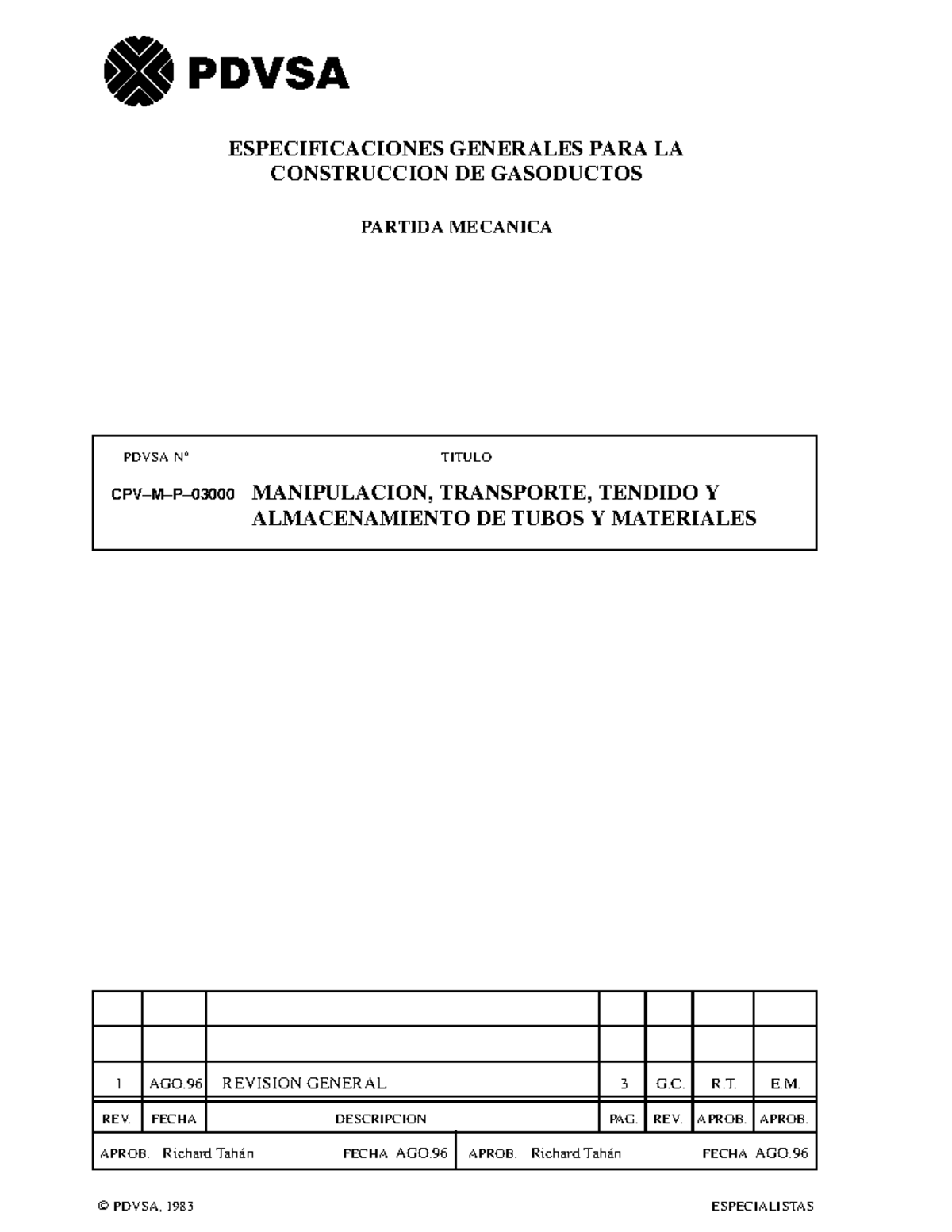 Mp03000 - Practica - PDVSA N° TITULO REV. FECHA DESCRIPCION PAG. REV ...