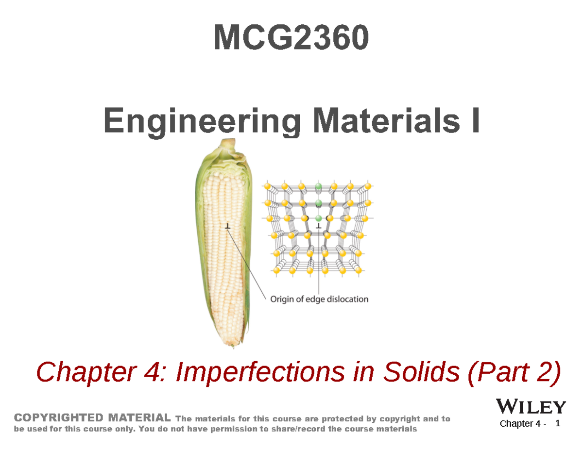 Lecture 6 S - big ideas - Chapter 4 - 1 MCG Engineering Materials I ...