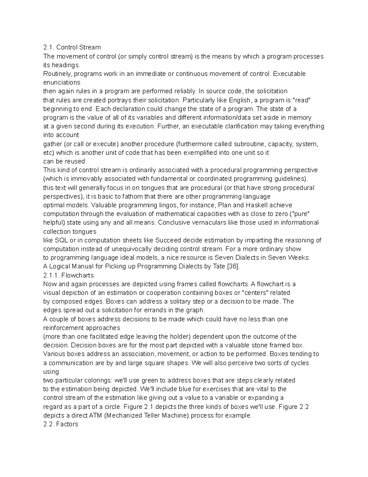 Intro To Computer Science Chpt 2 Control Stream The Movement Of Control Or Simply Control