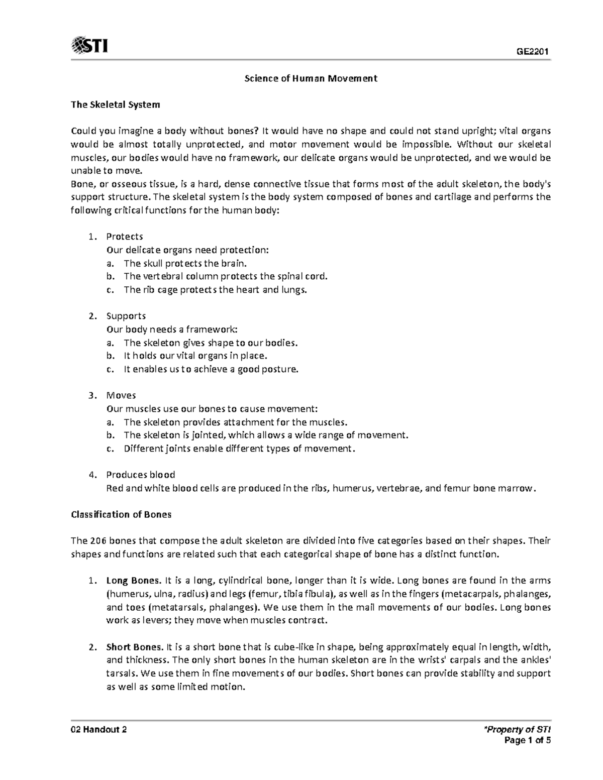 02 Handout 2 PHED1005 - 02 Handout 2 *Property of STI Science of Human ...